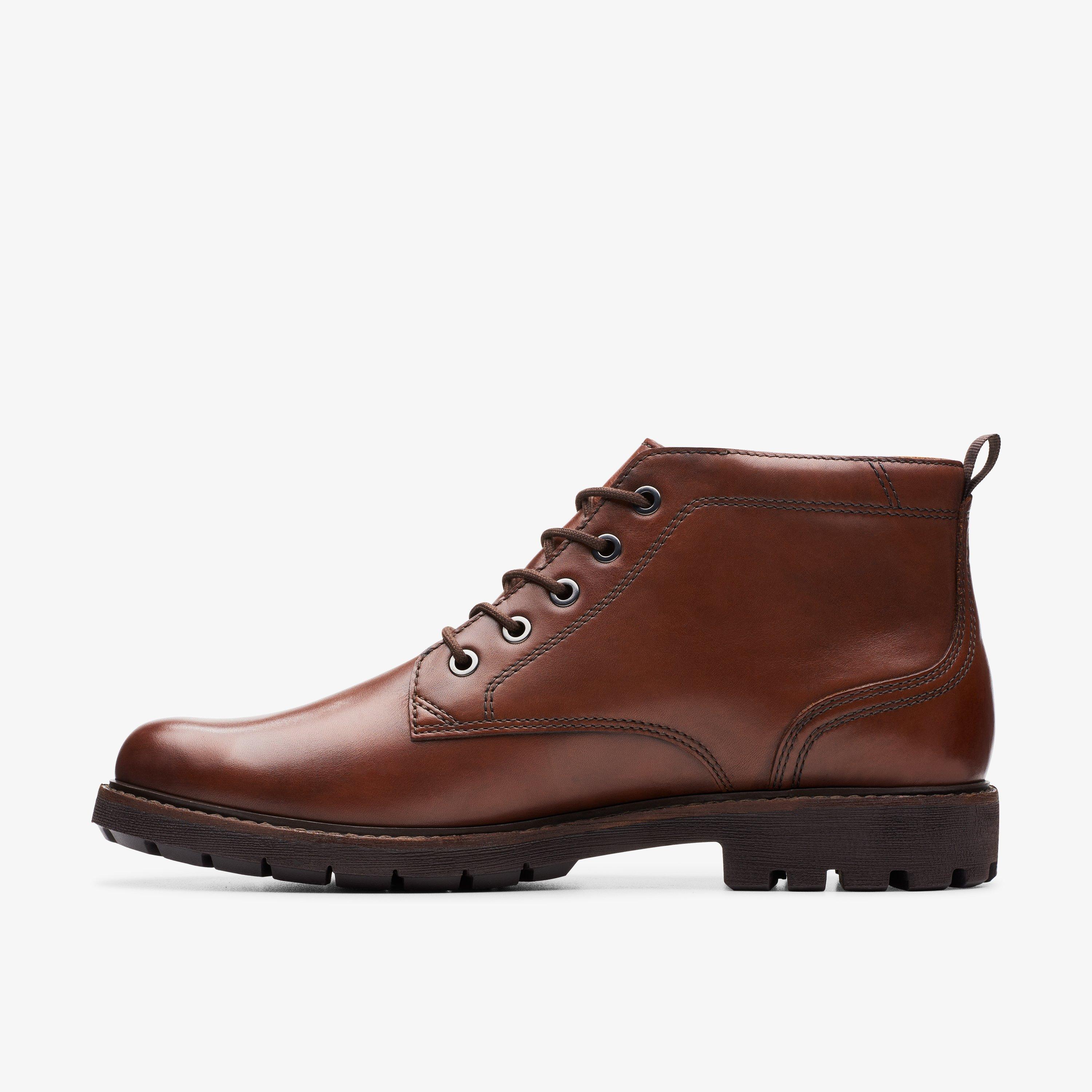Mens Batcombe Mix Dark Tan Leather Ankle Boots Lace Up | Clarks Outlet