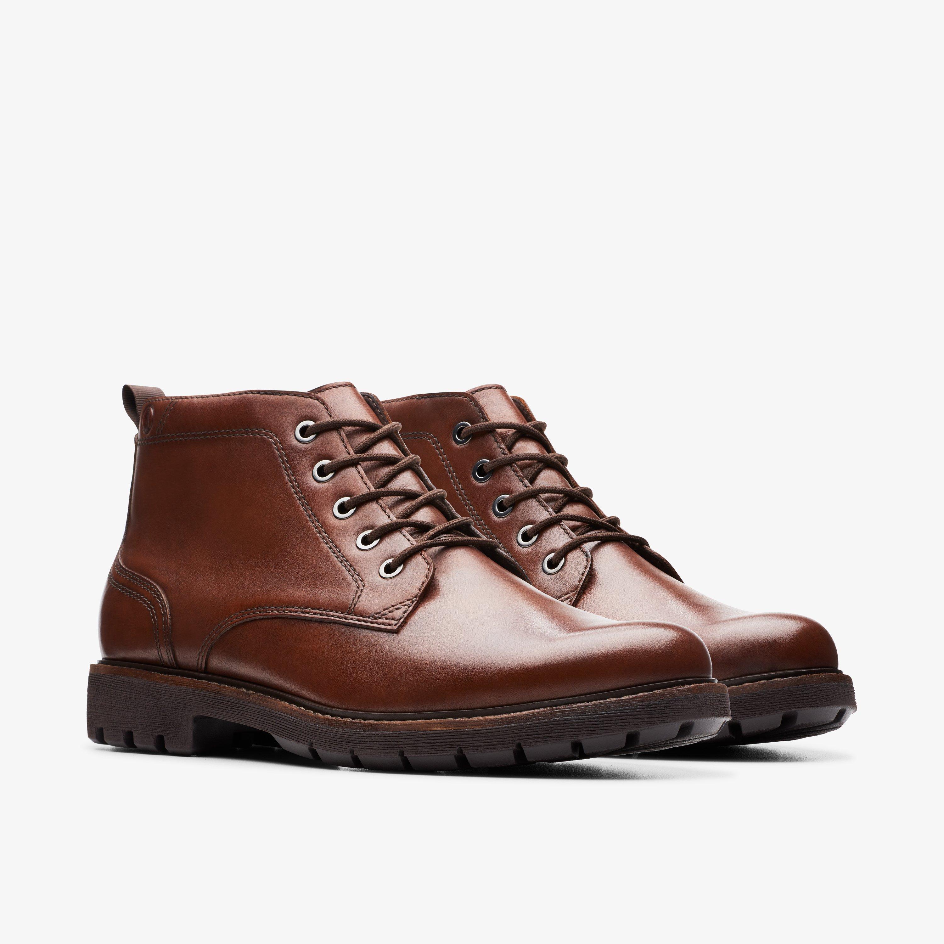 Mens Batcombe Mix Dark Tan Leather Ankle Boots Lace Up | Clarks Outlet