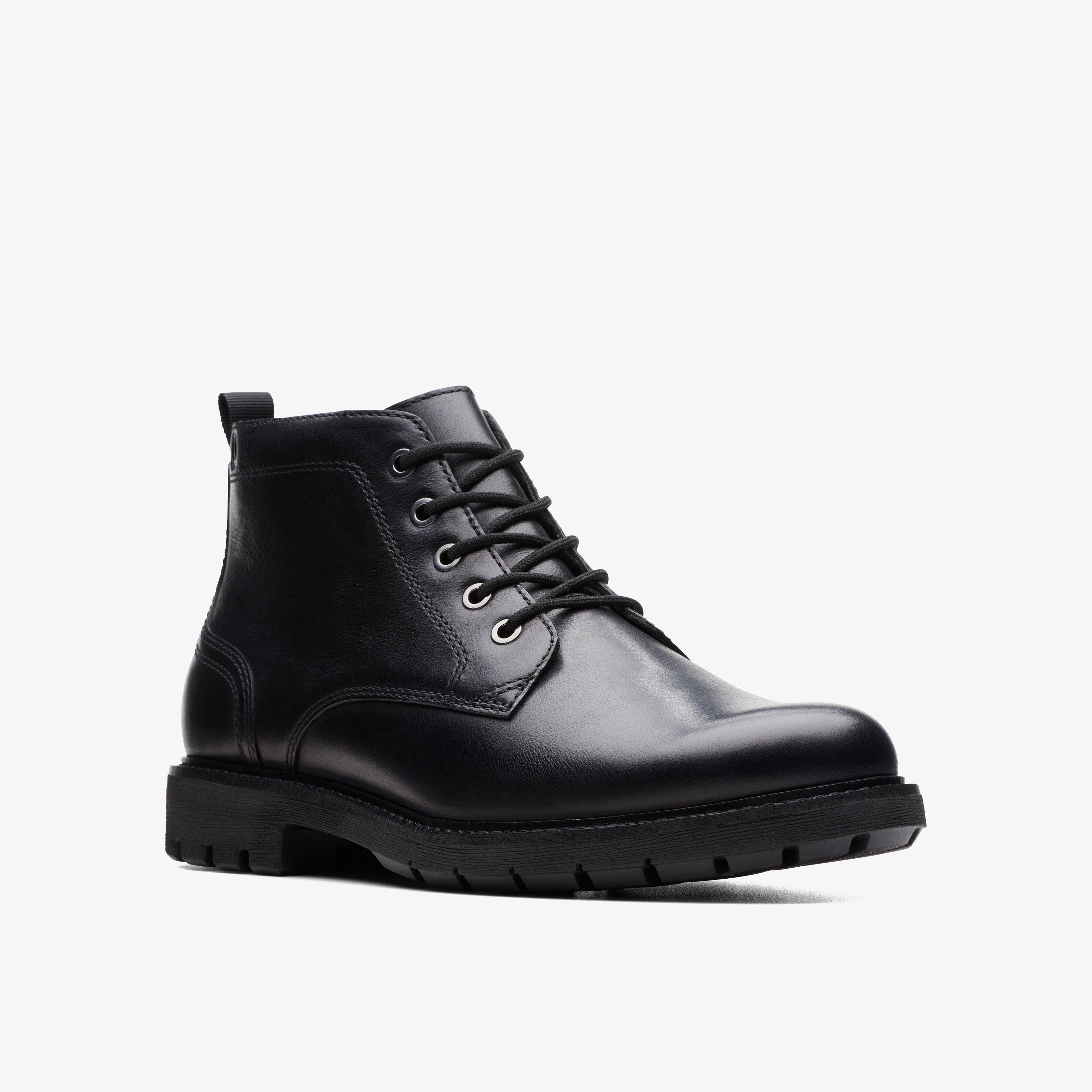 Mens Batcombe Mix Black Leather Ankle Boots Lace Up | Clarks Outlet