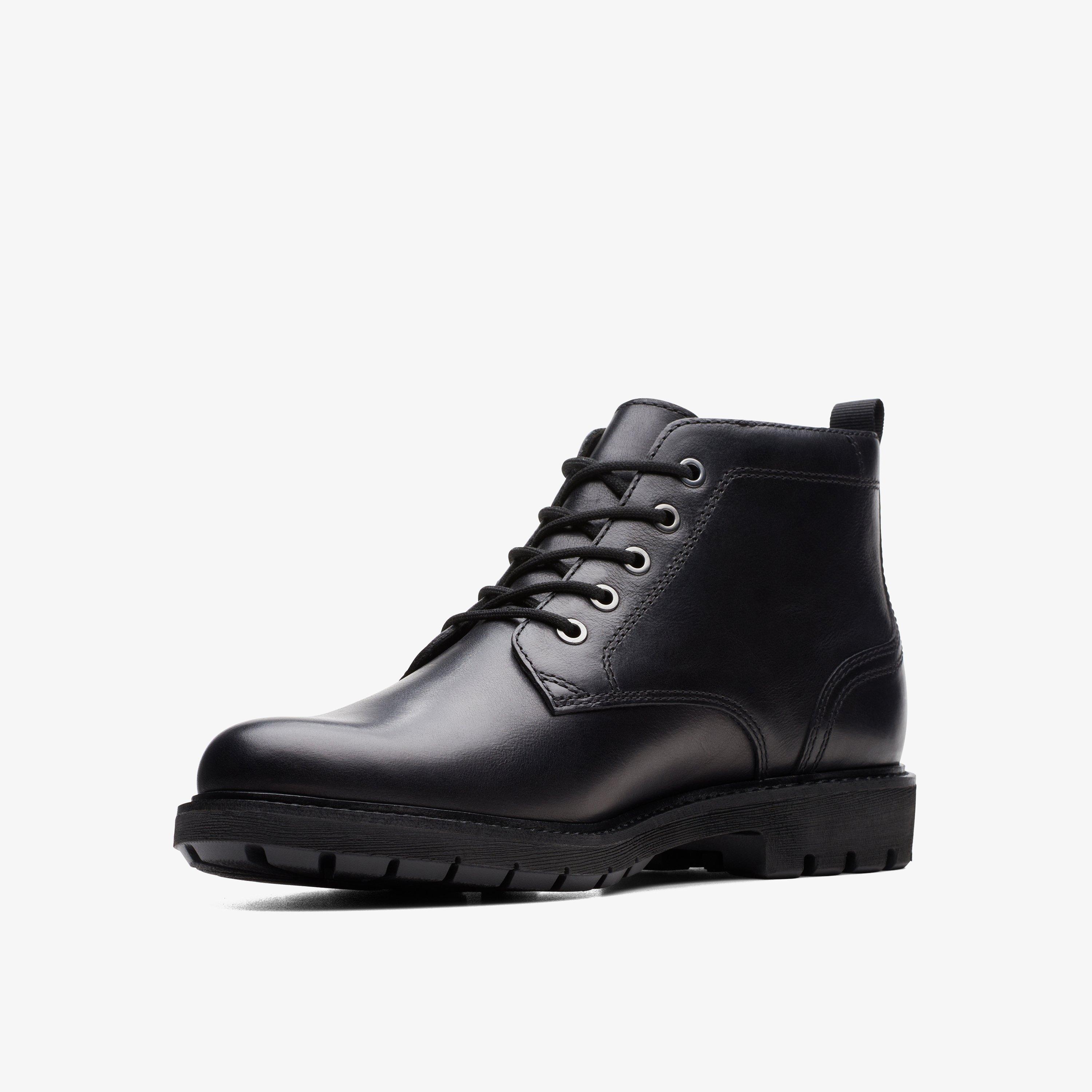 Mens Batcombe Mix Black Leather Ankle Boots Lace Up | Clarks Outlet