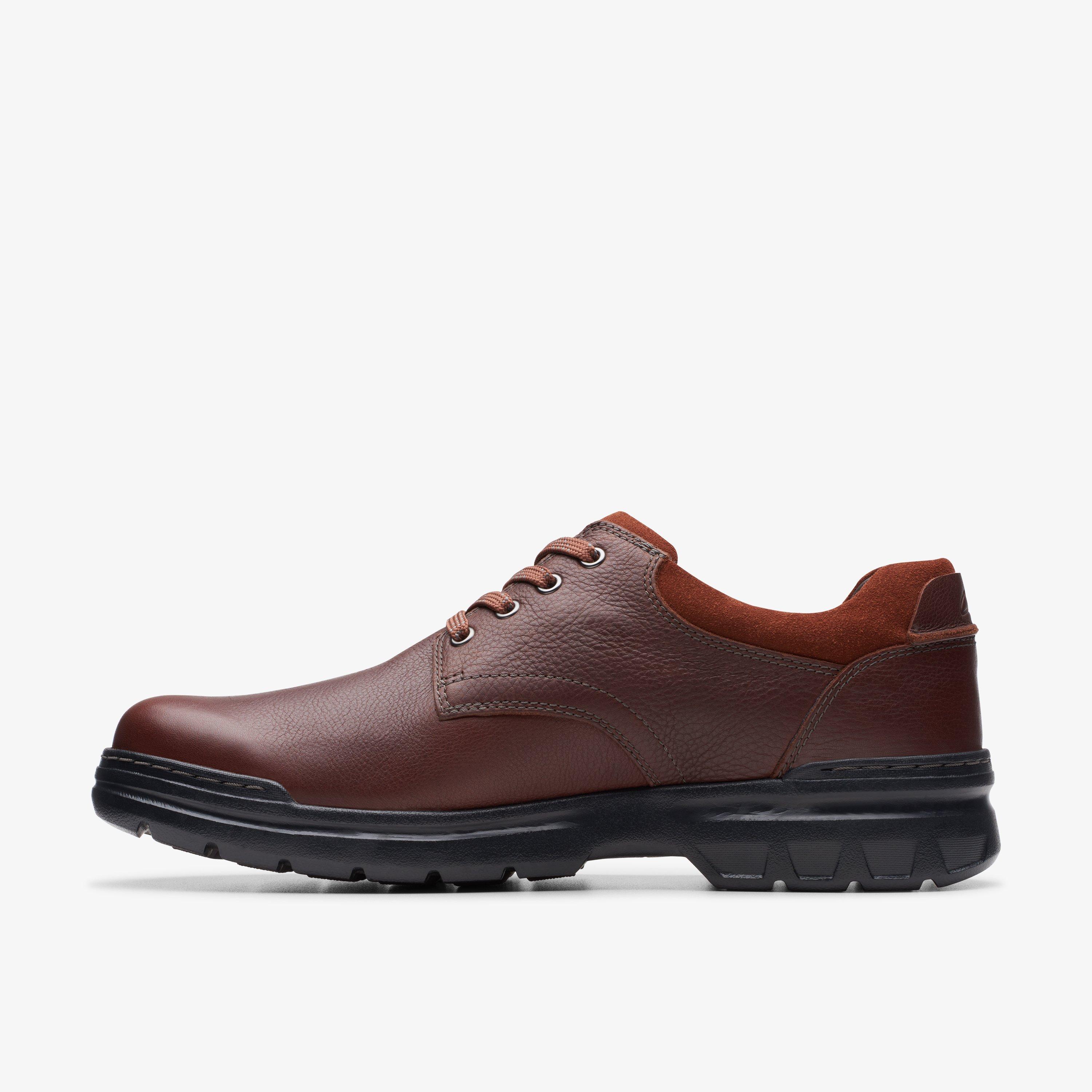 Mens Rockie Walk GORE-TEX Dark Tan Leather Derby Shoes Lace Up | Clarks UK