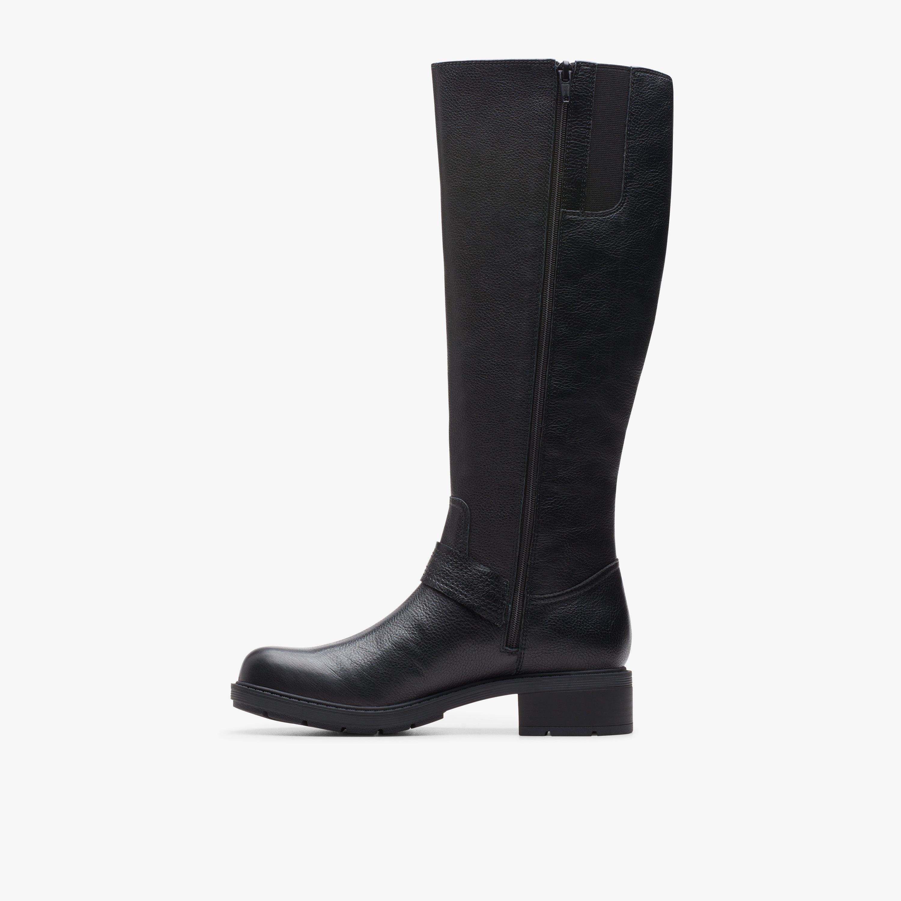 Womens Hearth Rae Black Leather Knee High Boots | Clarks Outlet