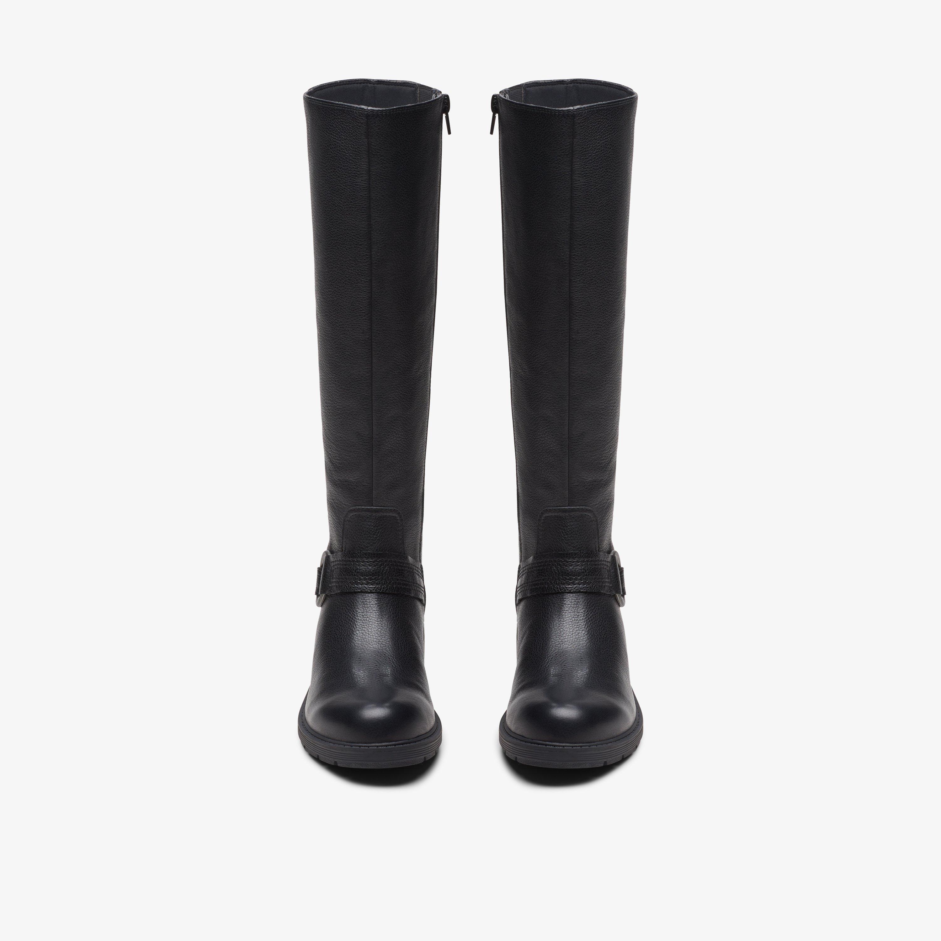 Womens Hearth Rae Black Leather Knee High Boots | Clarks Outlet