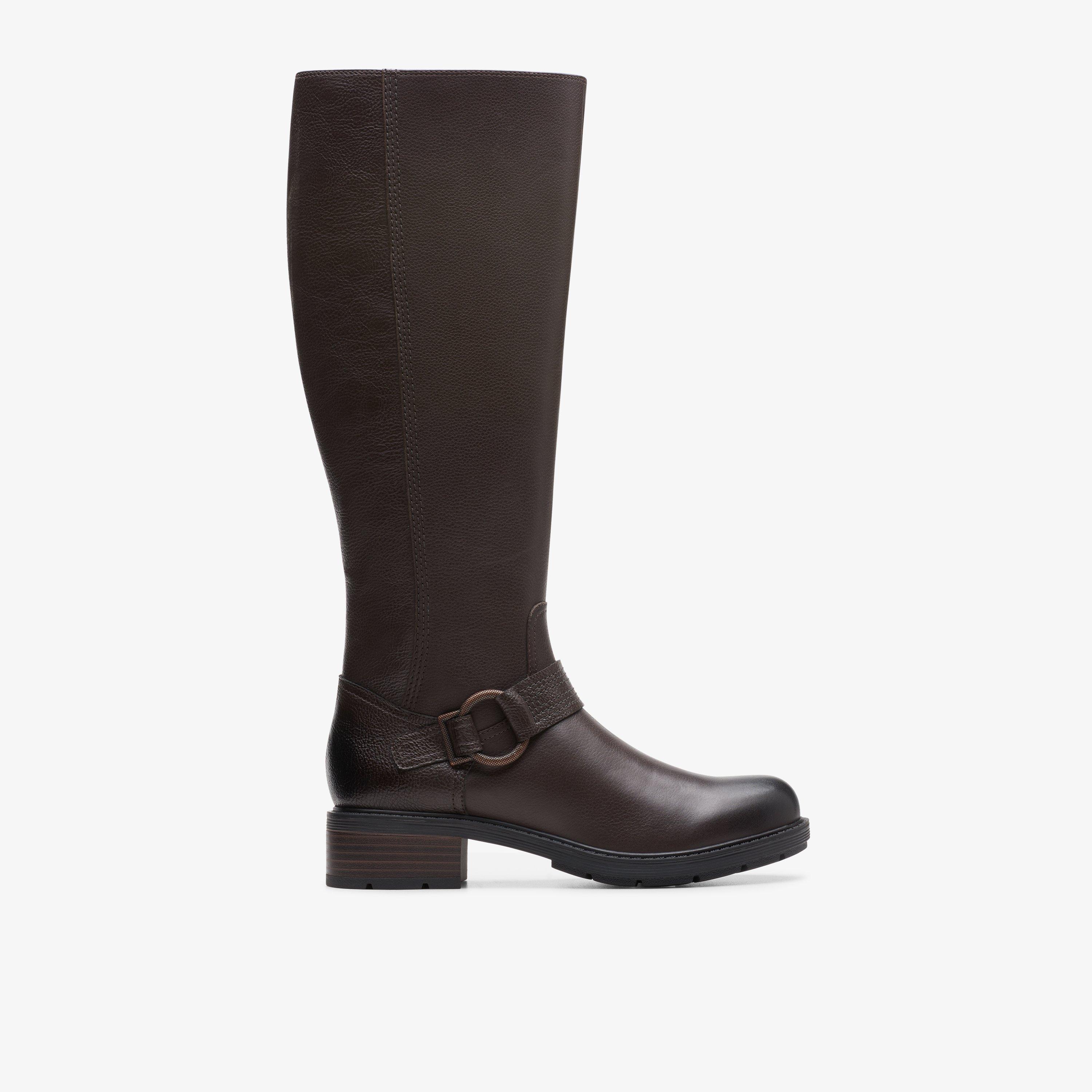 Womens Hearth Rae Dark Brown Leather Knee High Boots | Clarks Outlet