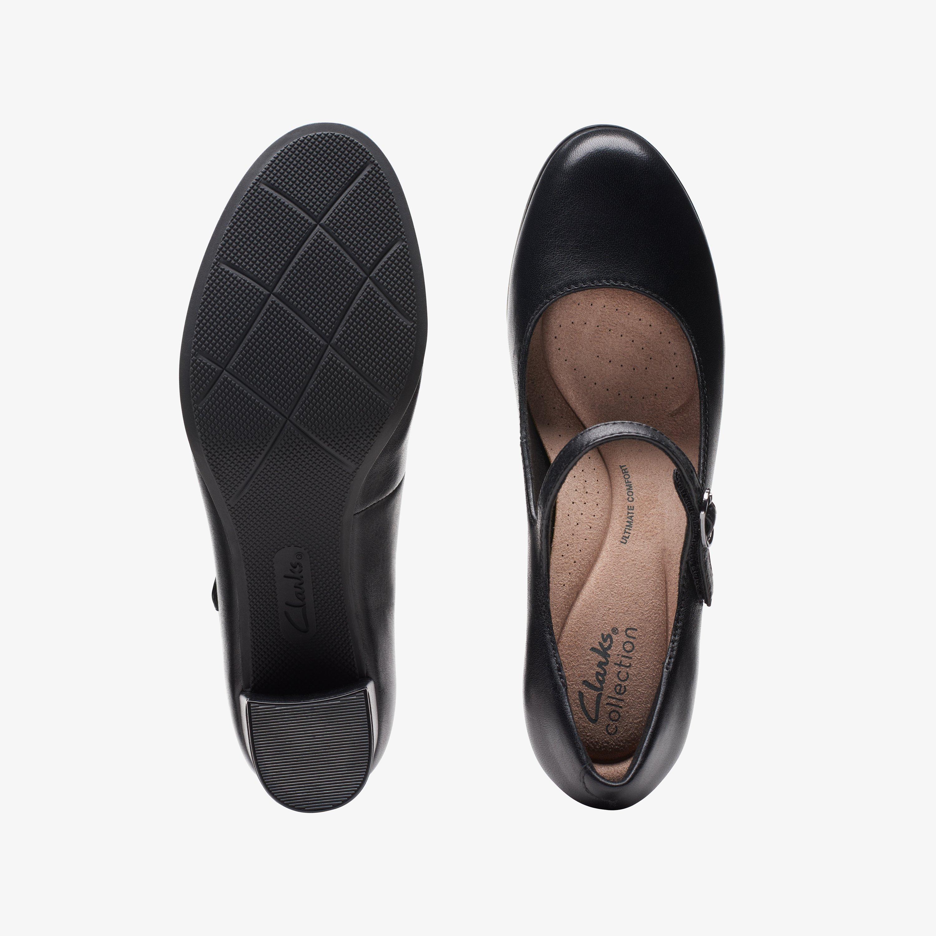 Womens Bayla Nora Black Leather Shoes Mary Jane Heels | Clarks Outlet