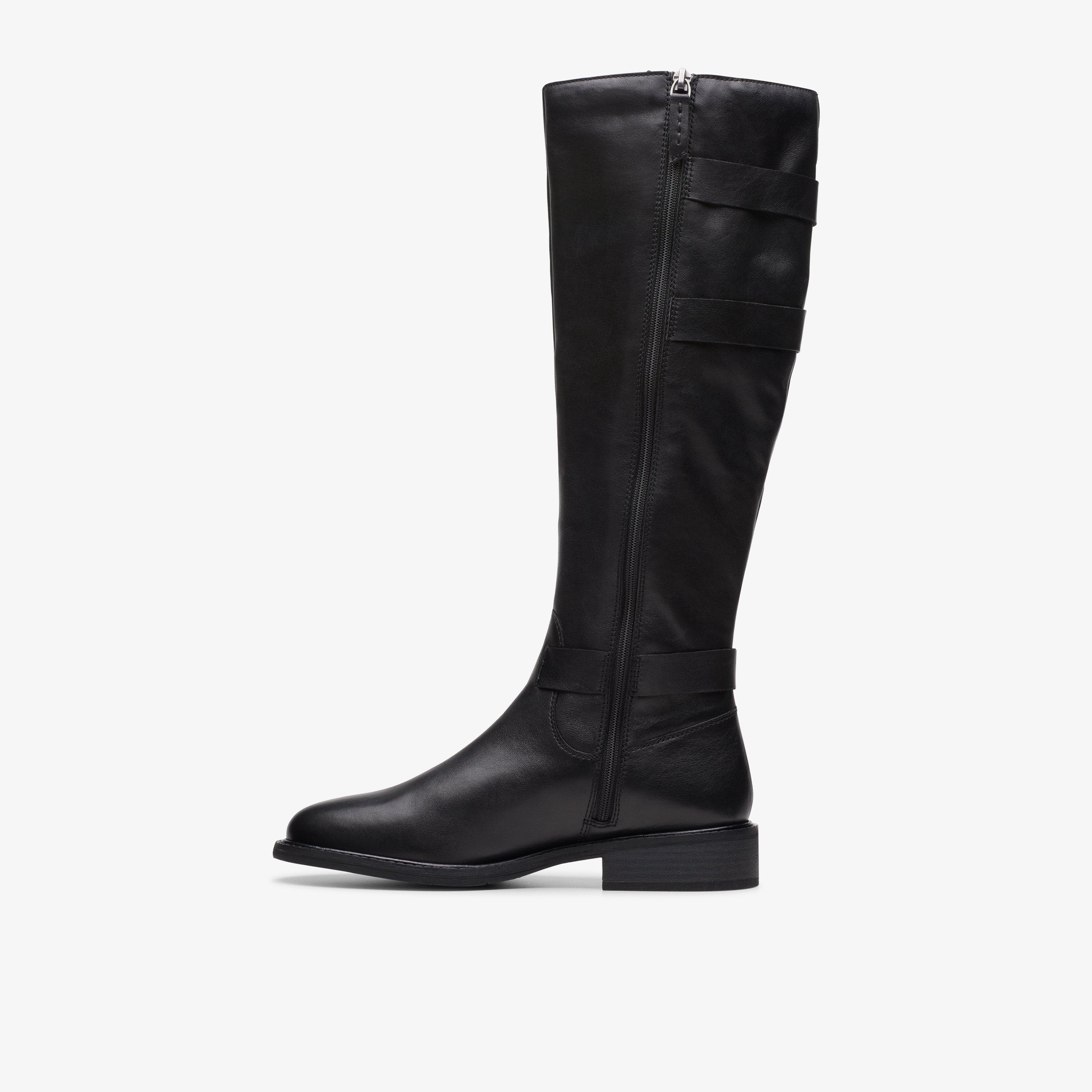 Womens Cologne Up Black Leather Knee High Boots | Clarks Outlet
