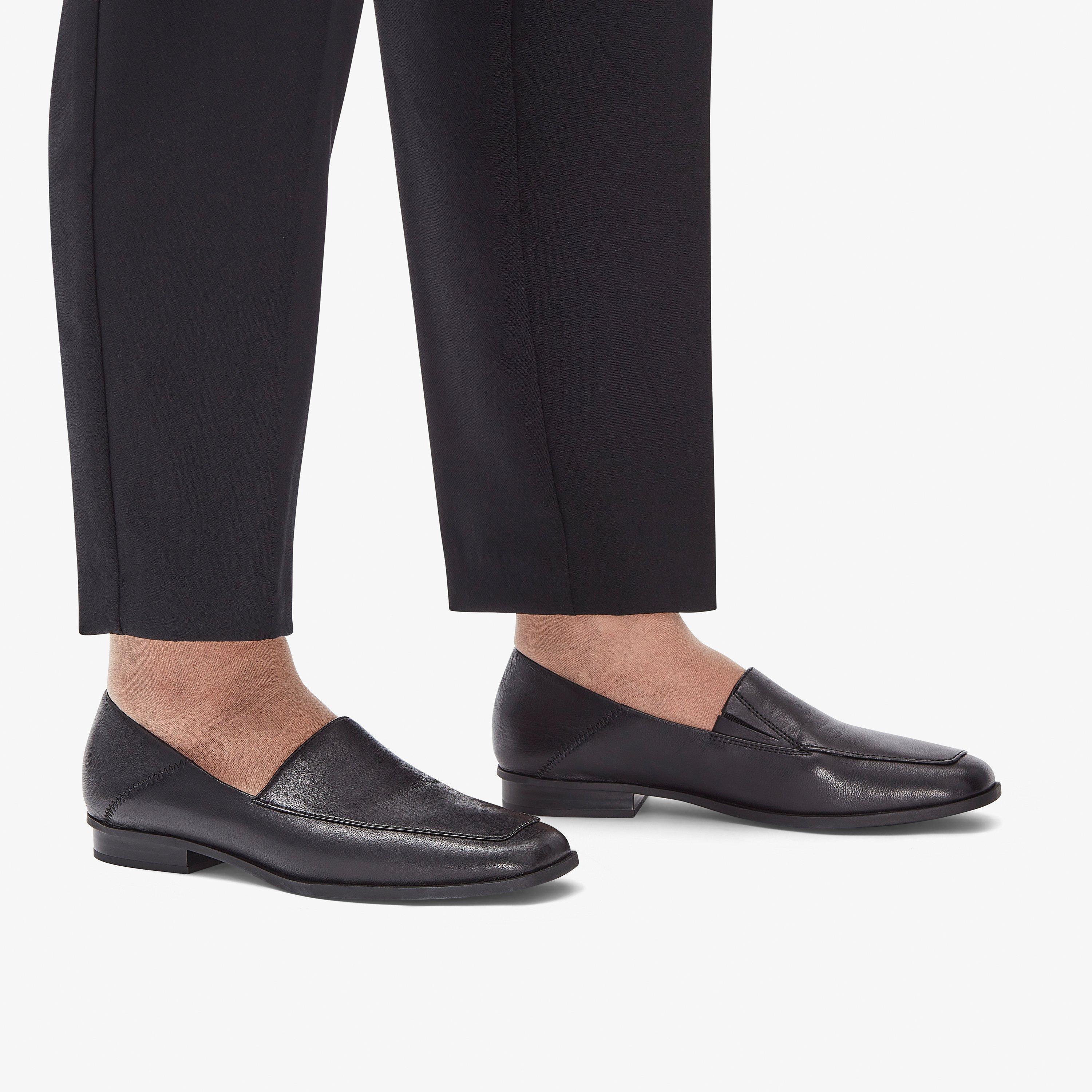 Womens Sarafyna Freva Black Leather Loafers | Clarks