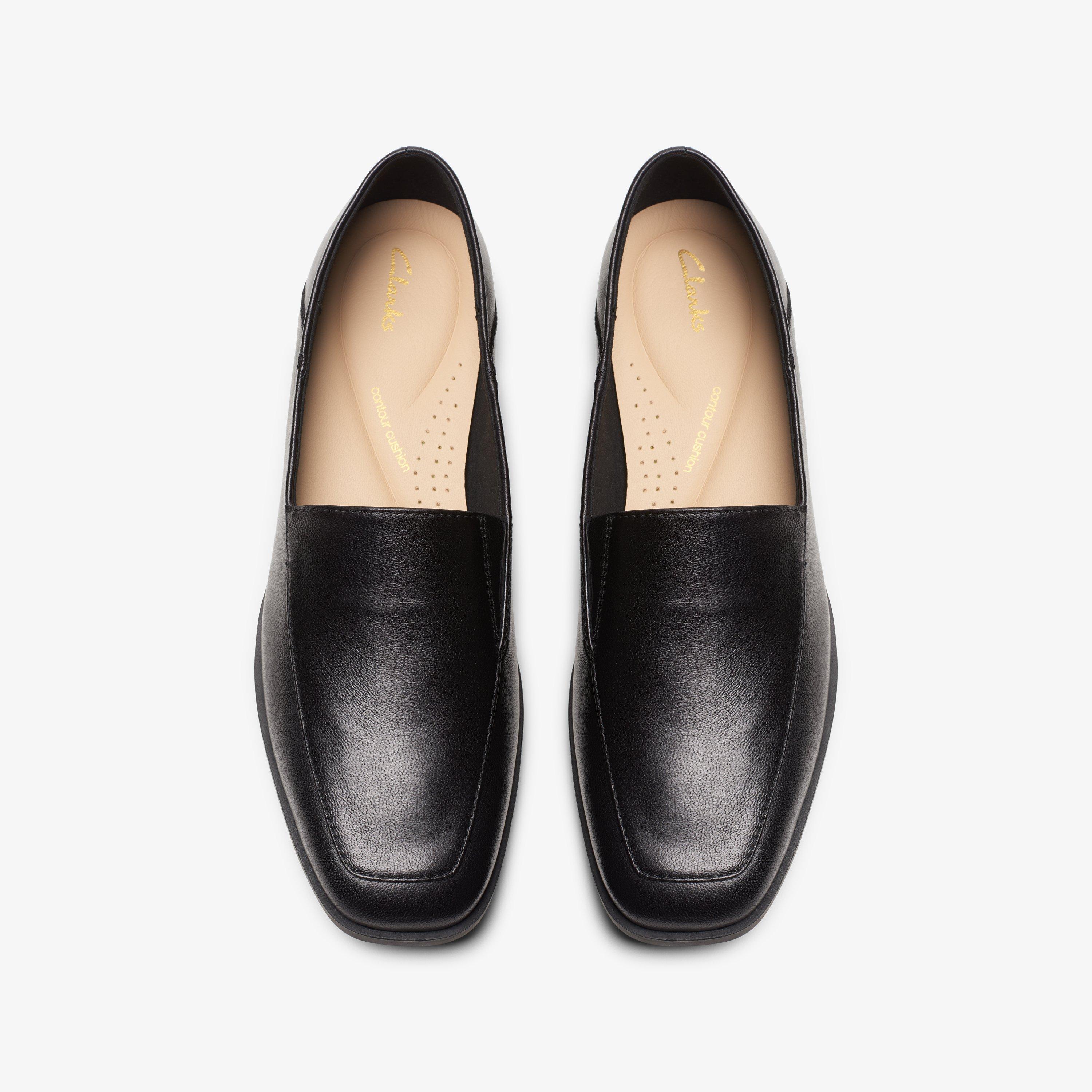 Womens Sarafyna Freva Black Leather Loafers | Clarks