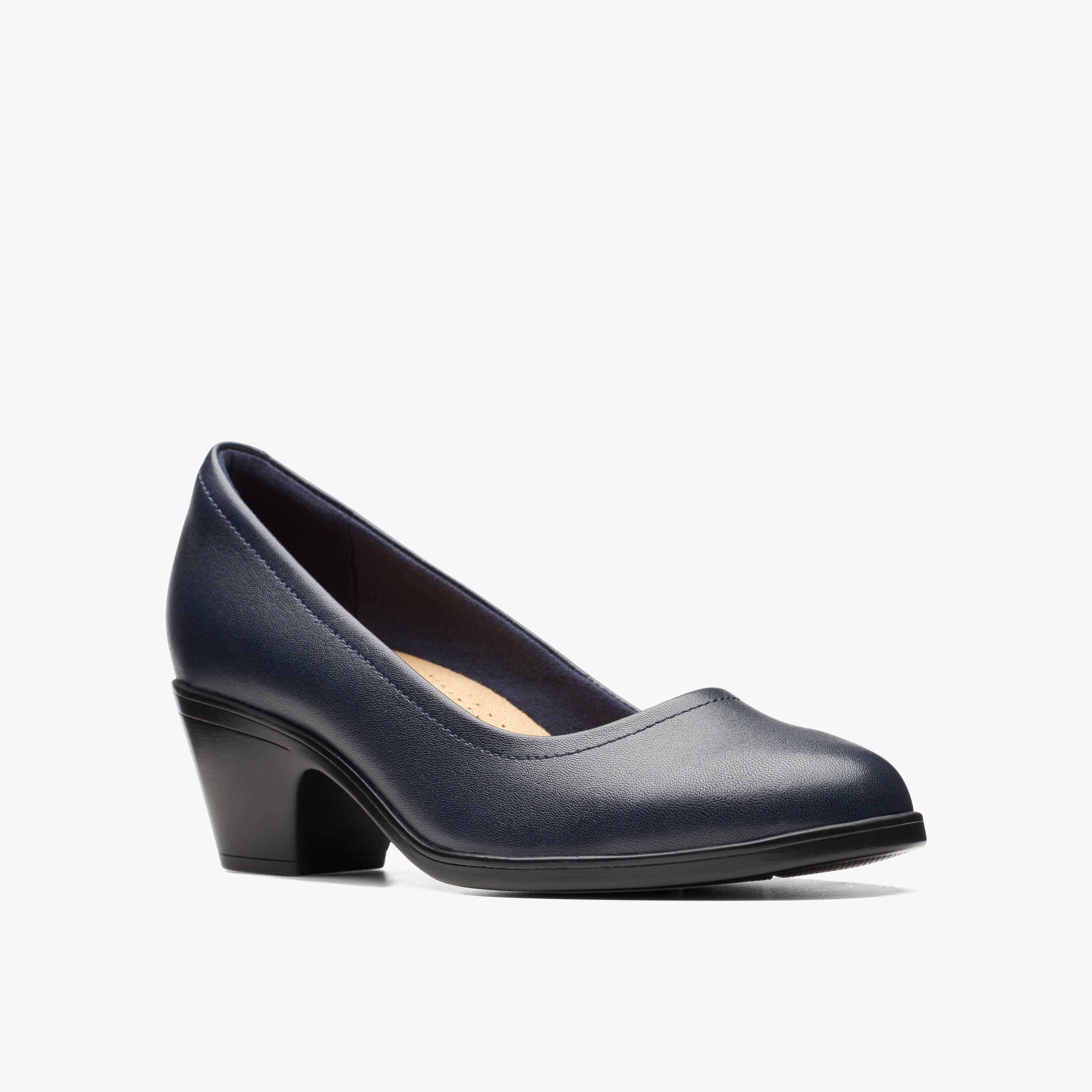 Womens Emily 2 Ruby Navy Leather Shoes Heels | Clarks Outlet