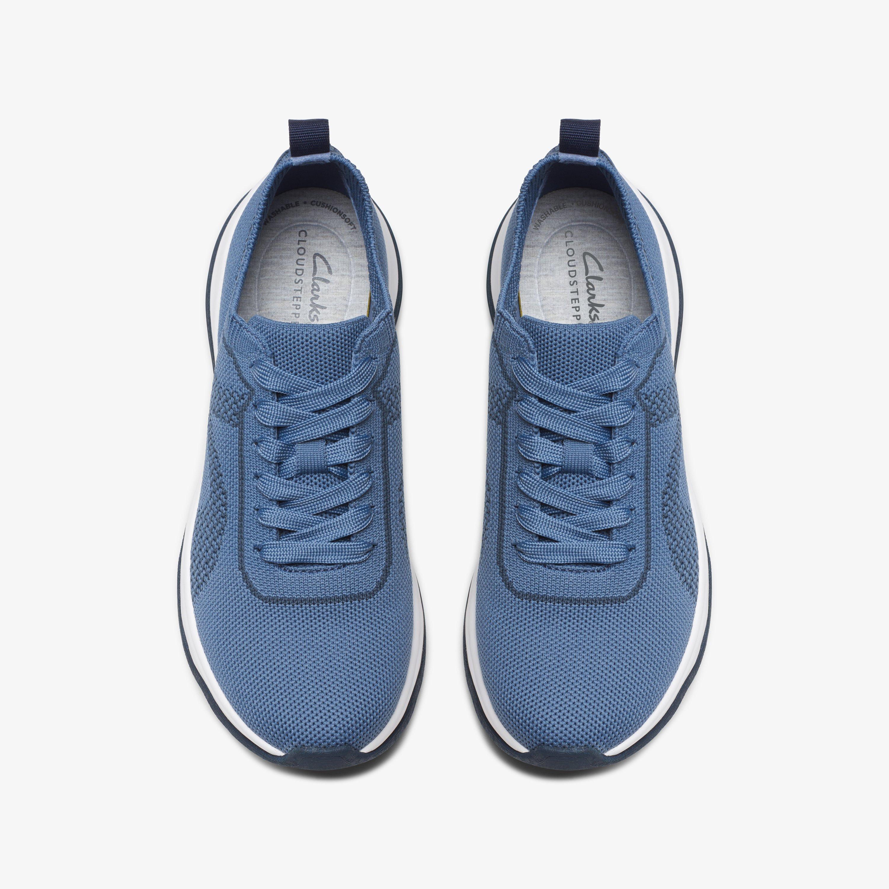 Womens Circuit Tie Denim Blue Knit Sneakers | Clarks