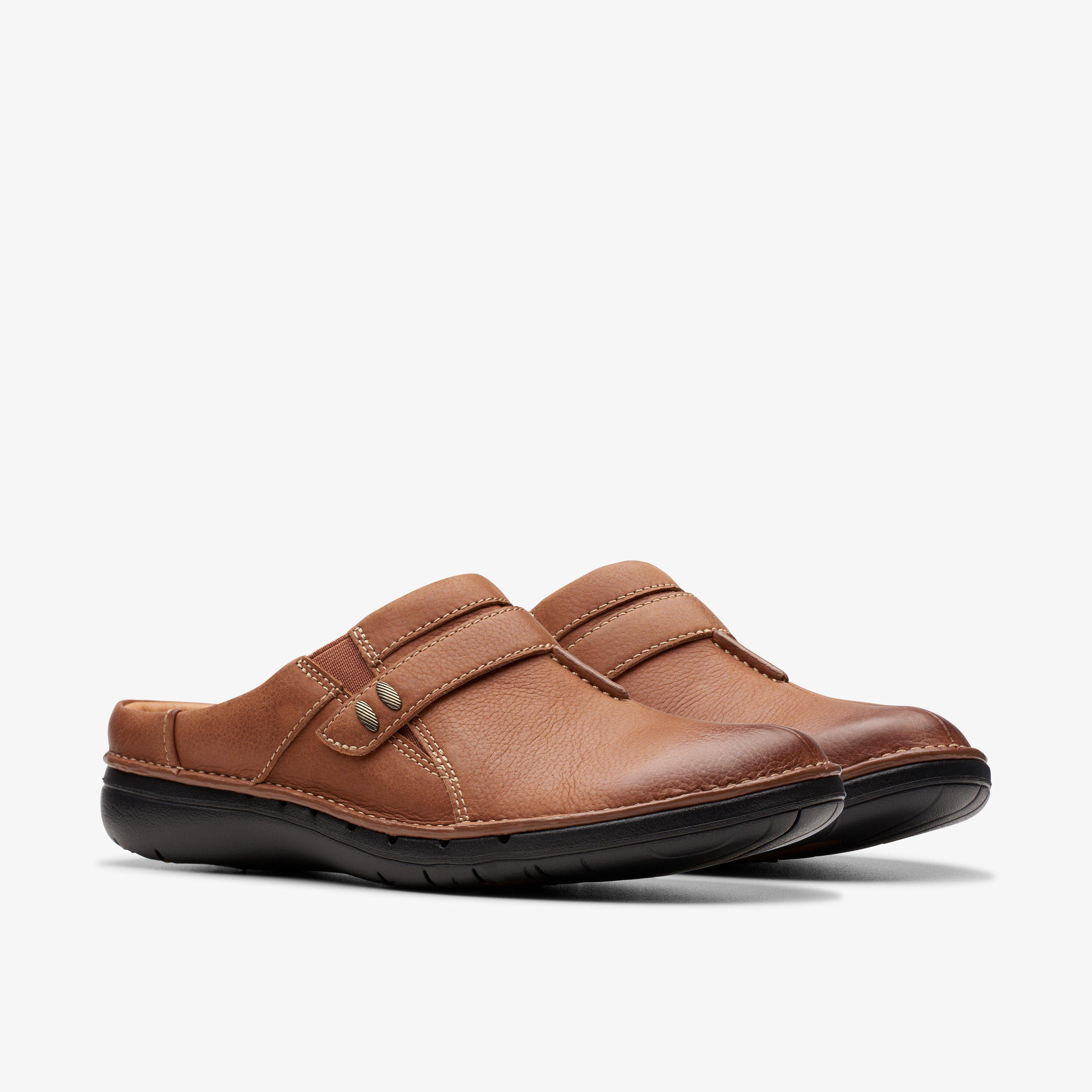 WOMENS Un Loop Ease Dark Tan Leather Mules | Clarks US