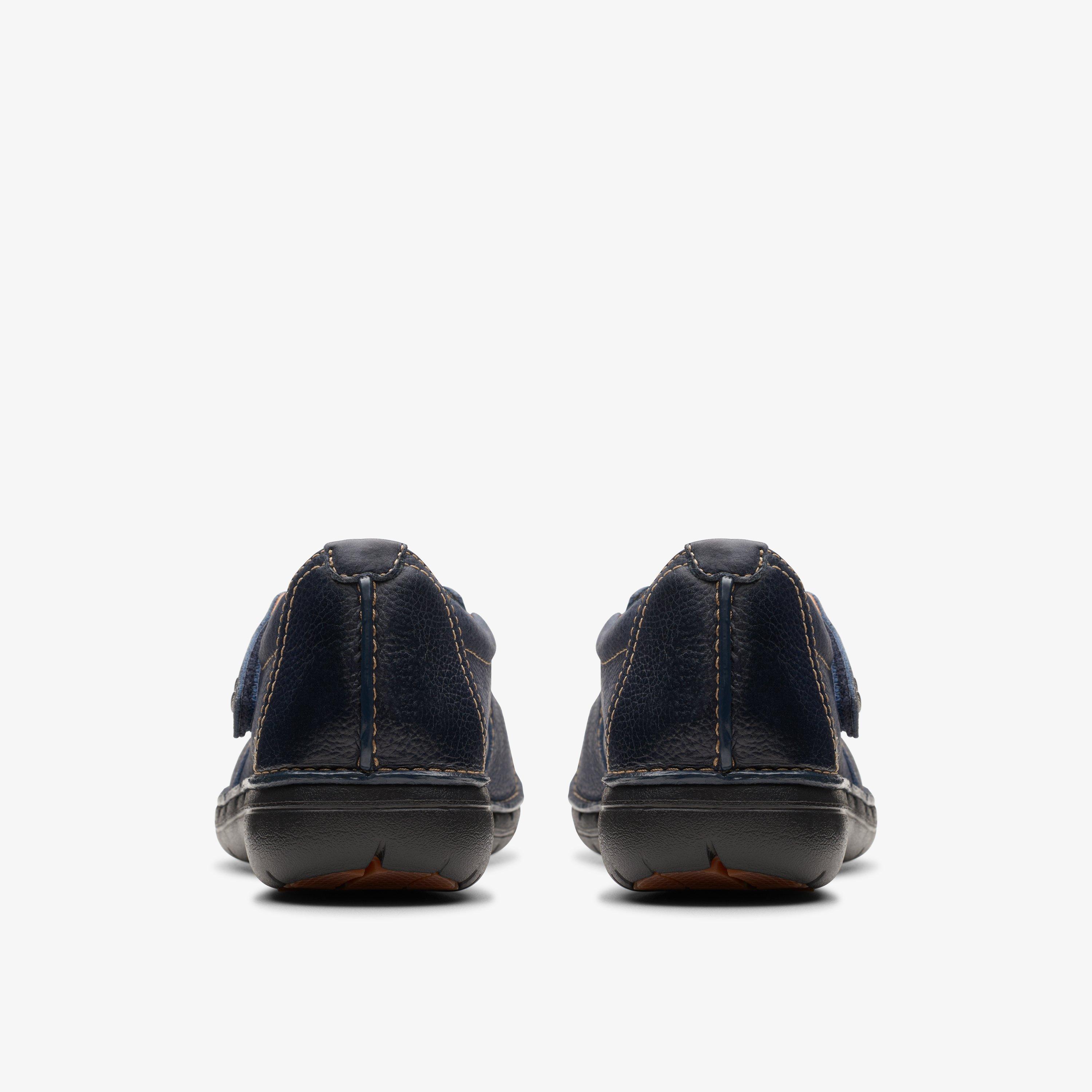 Womens Un Loop Strap Navy Leather Shoes | Clarks UK