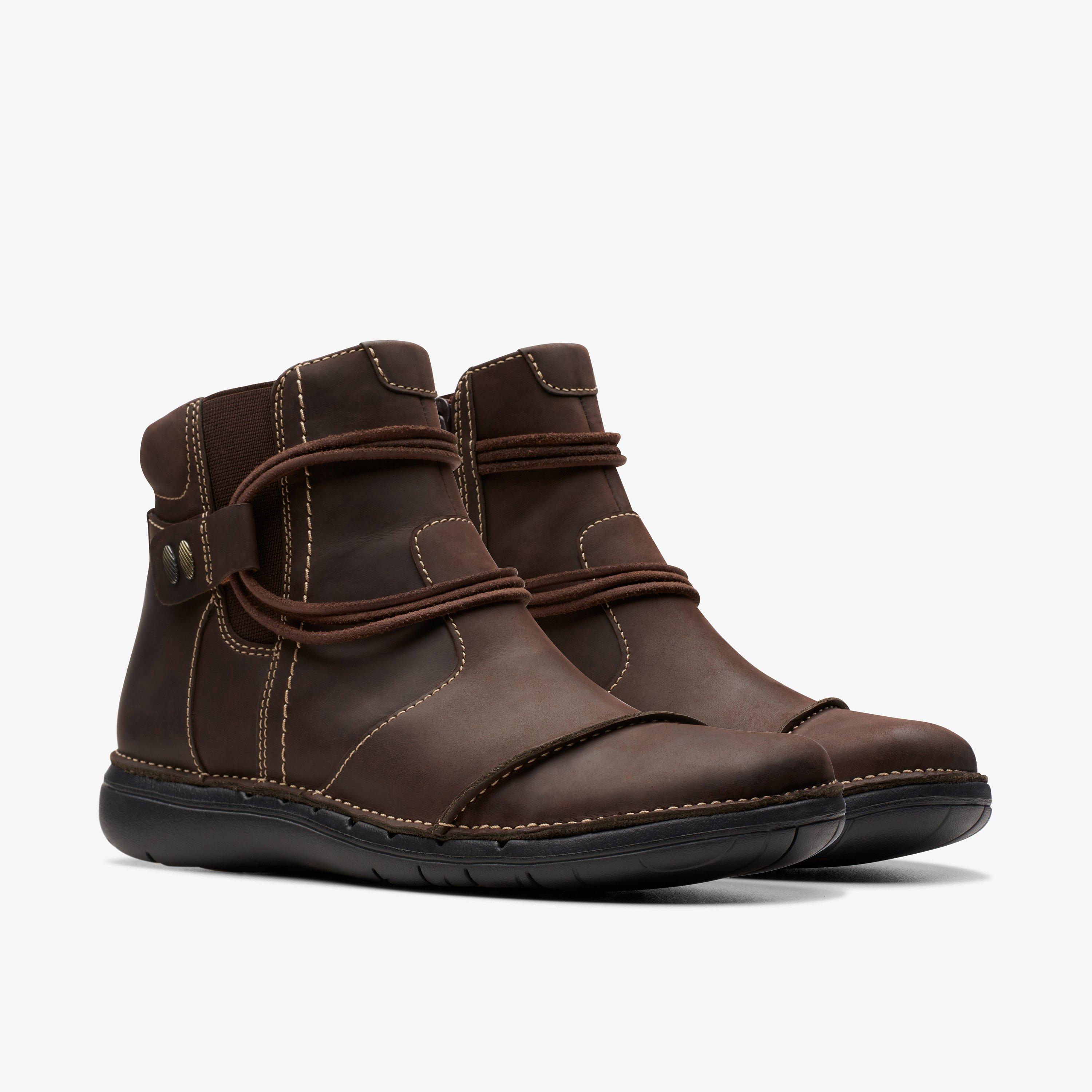 WOMENS Un Loop Up Dark Brown Leather Ankle Boots | Clarks US