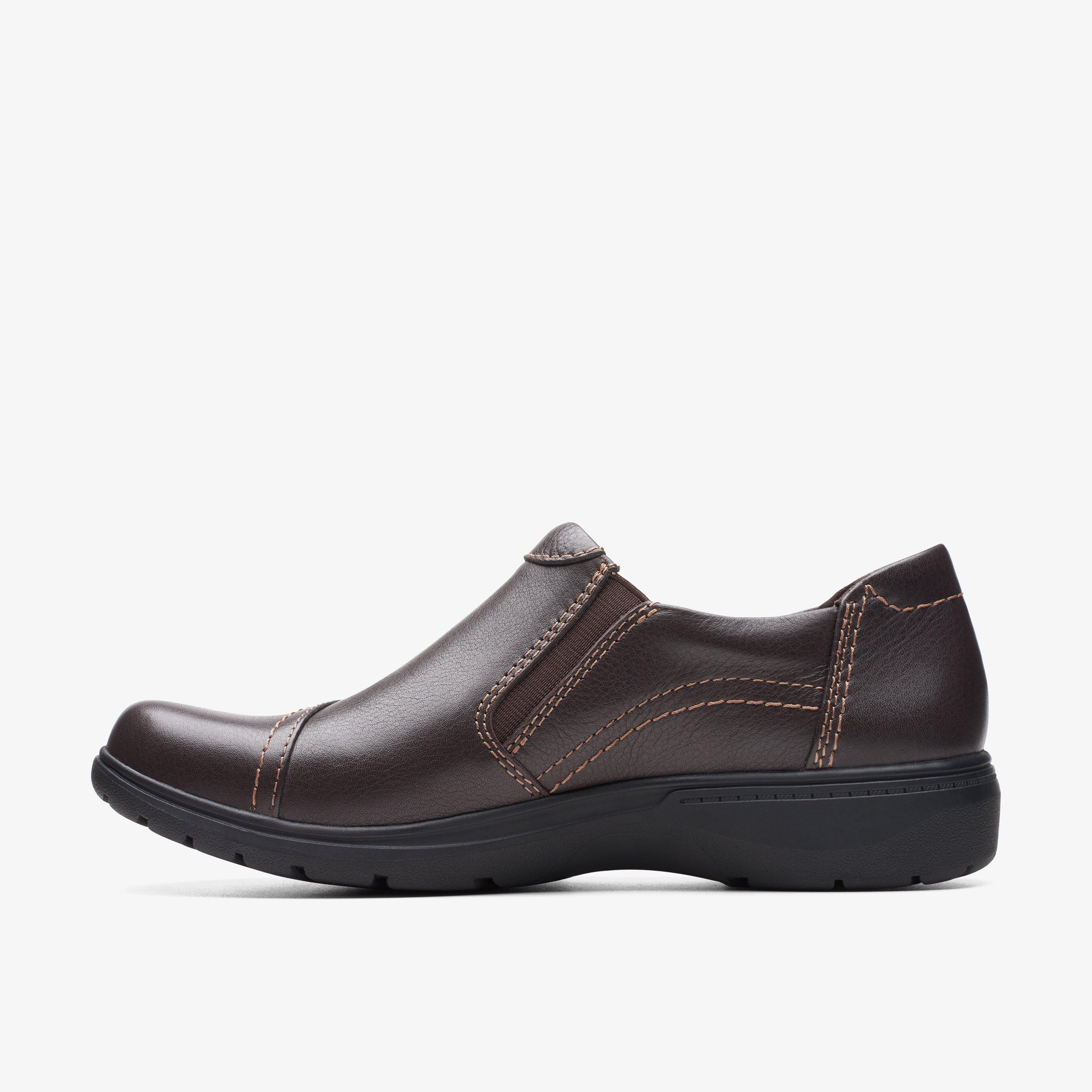 Women's Carleigh Ray Dark Brown Leather Slip Ons | Clarks