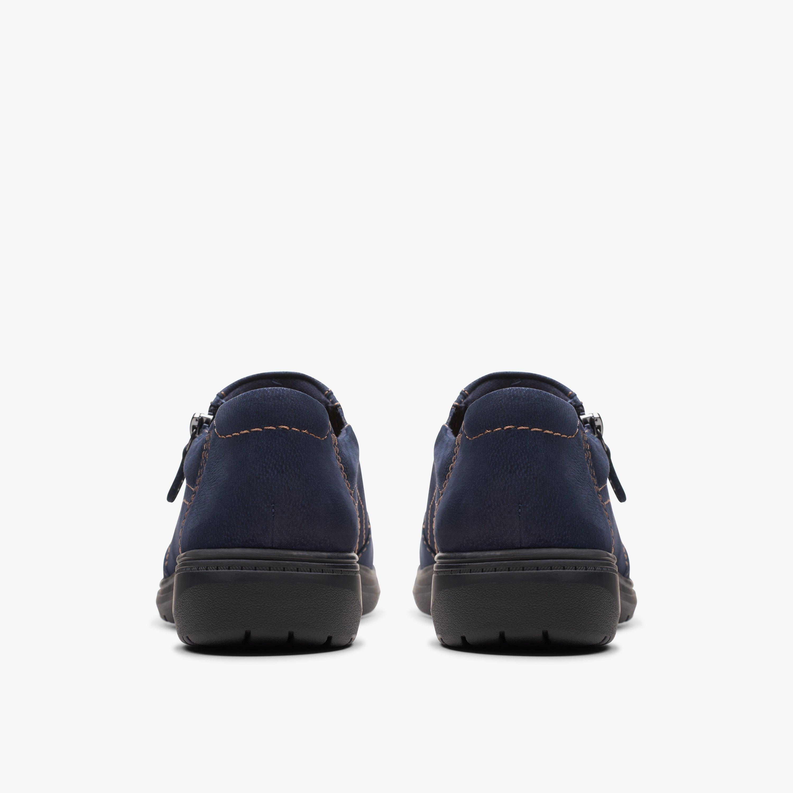 Womens Carleigh Ray Navy Nubuck Slip Ons | Clarks