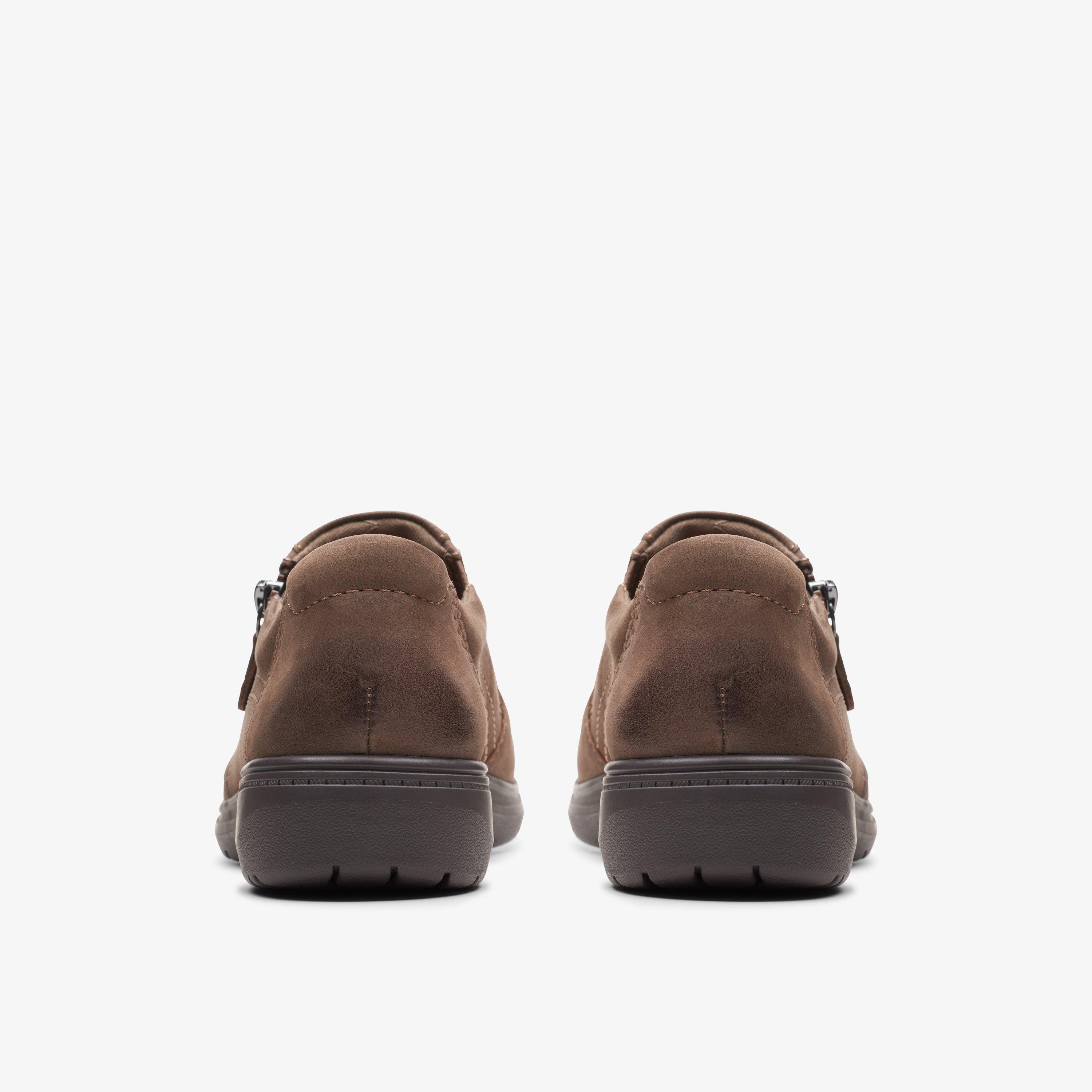 Womens Carleigh Ray Taupe Nubuck Slip Ons | Clarks
