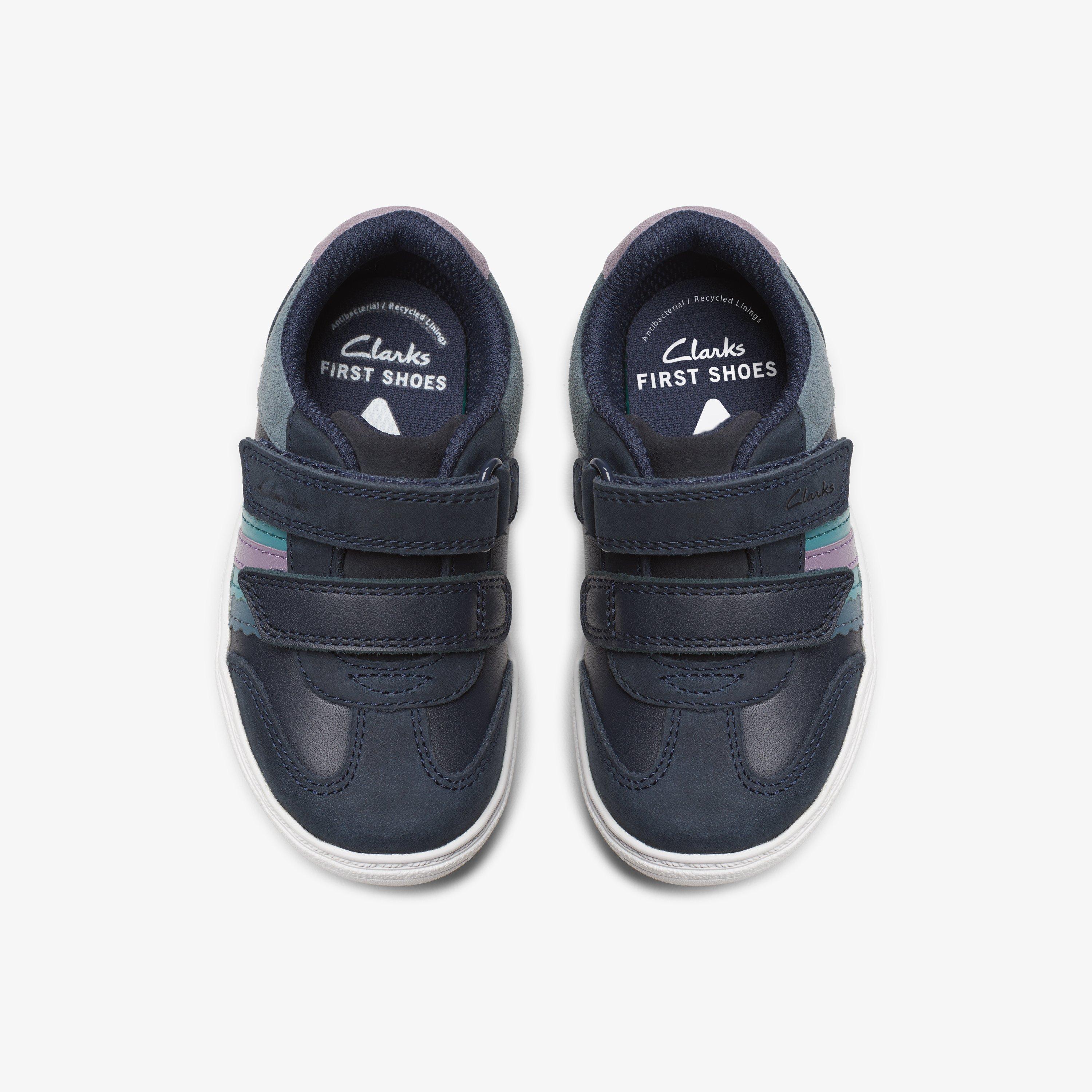 Girls Flash Band Toddler Navy Leather Shoes Riptape | Clarks Outlet