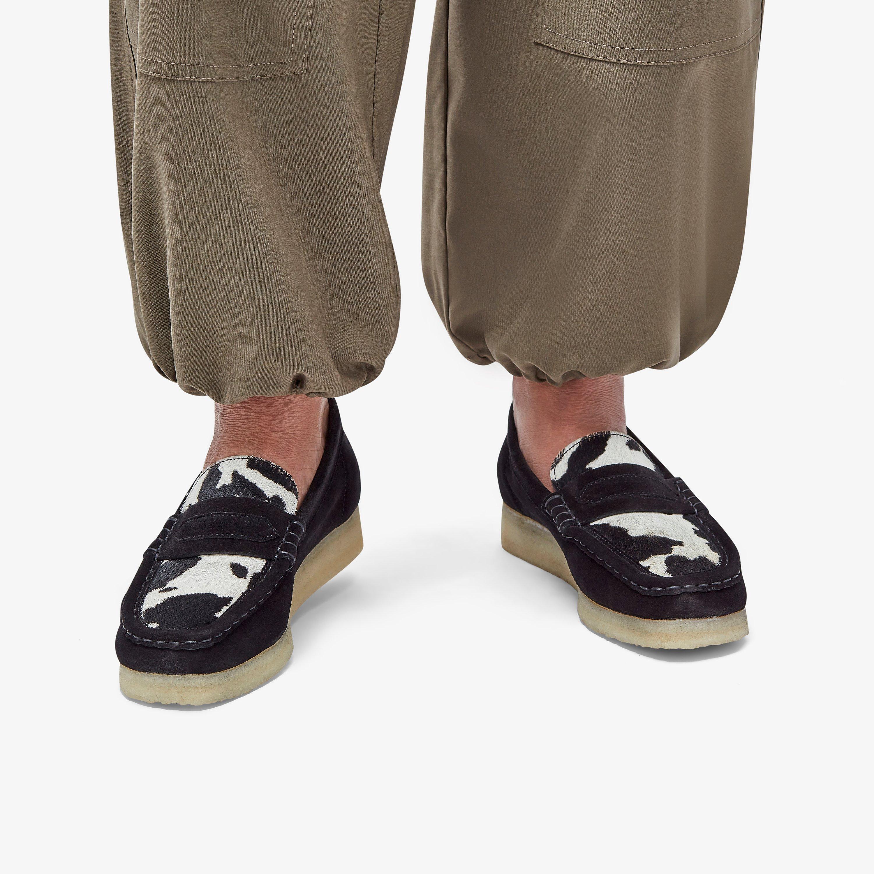 Womens Wallabee Loafer Cow Print Hair On Loafers Slip On Wallabee Shoes ...