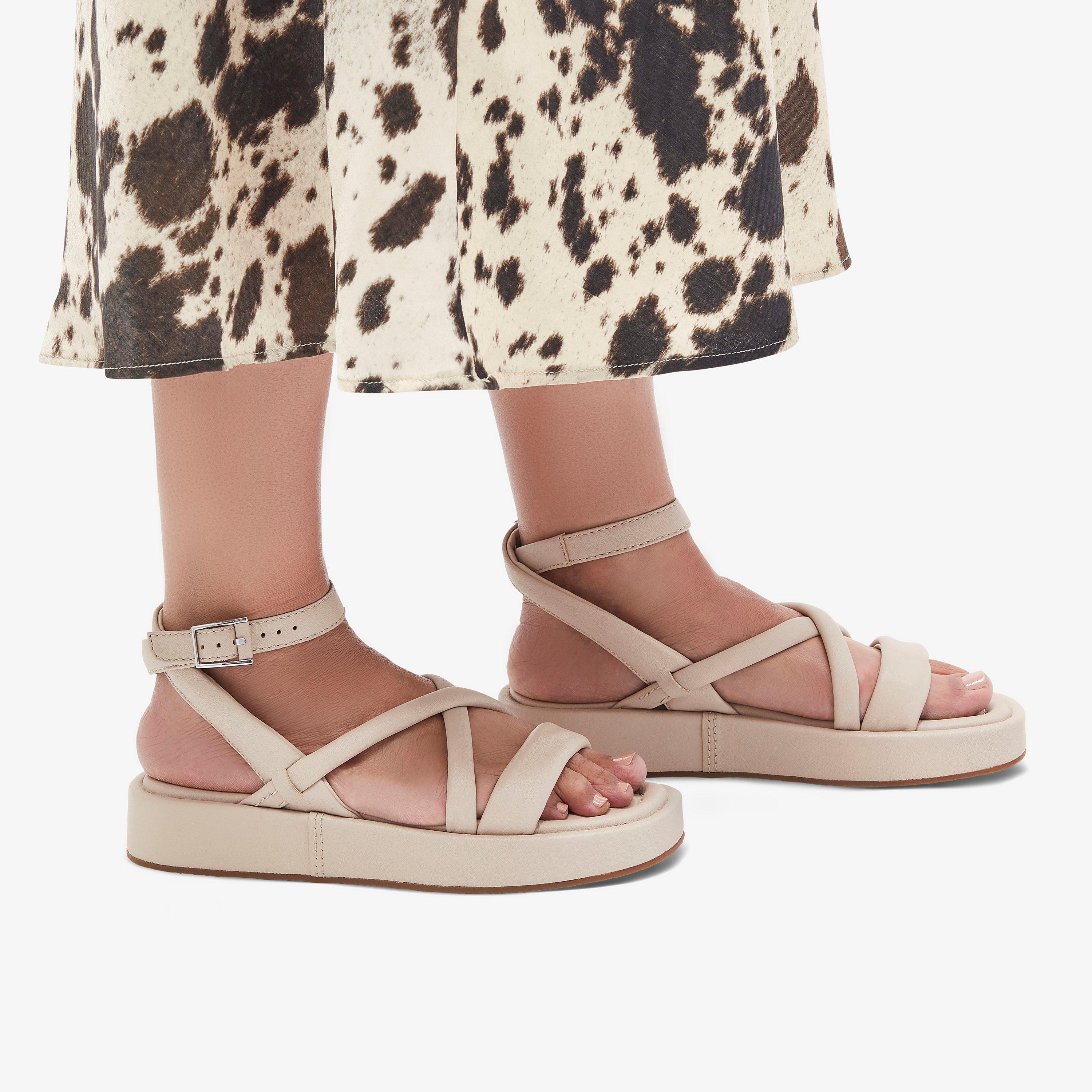 Womens Alda Cross Sand Leather Flat Sandals Flatforms | Clarks Outlet