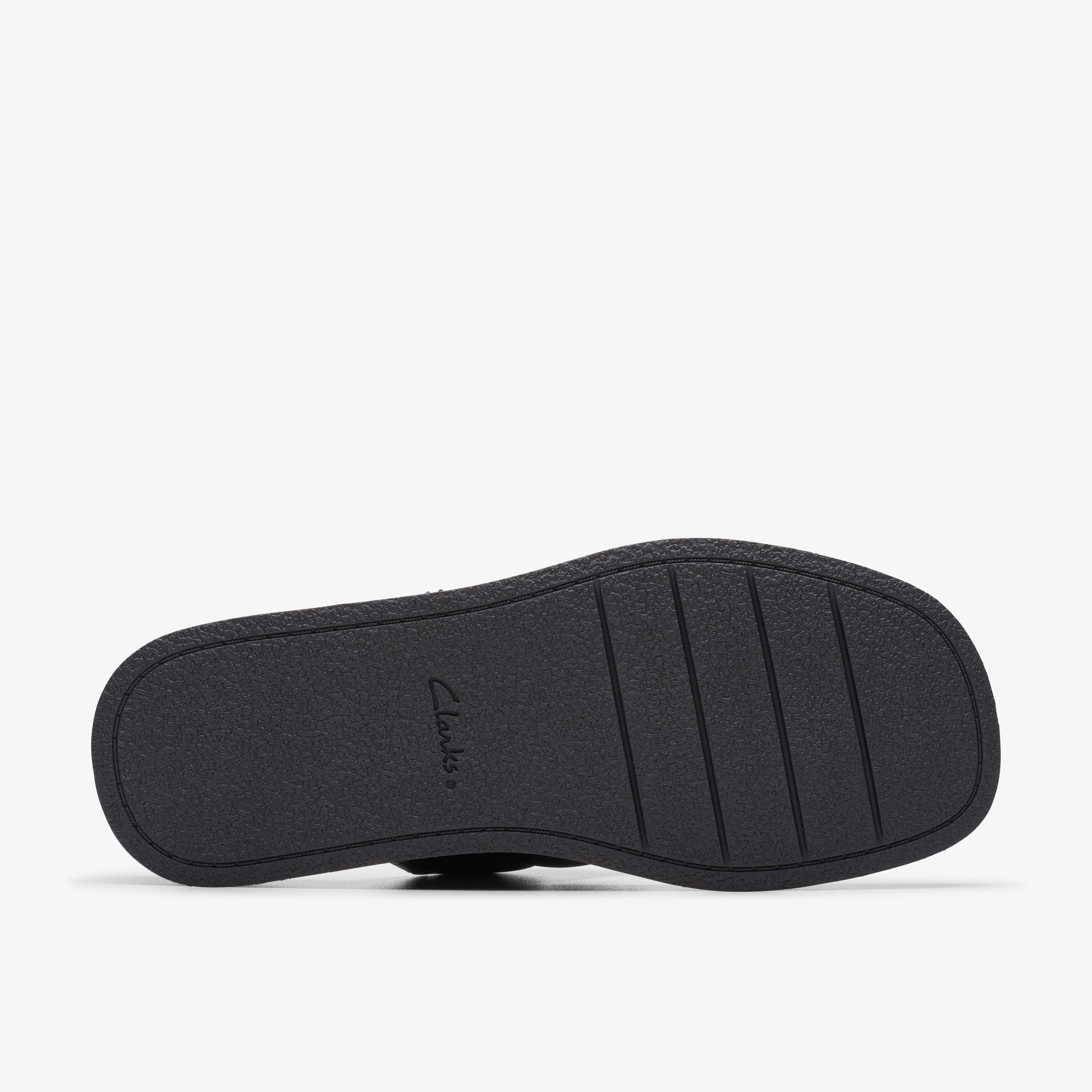 Womens Alda Walk Black Leather Flat Sandals Flip Flops| Clarks