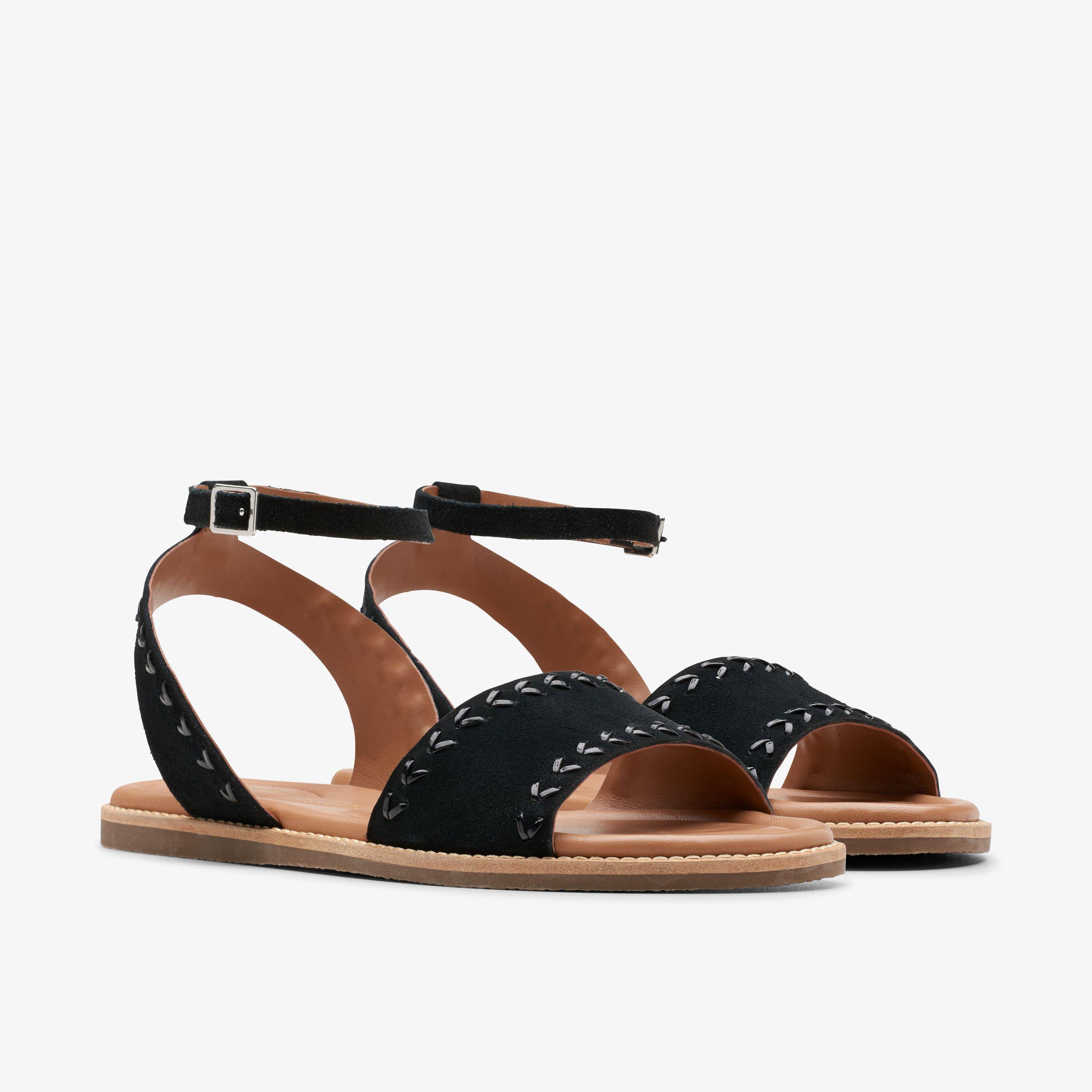 Womens Maritime May Black Suede Flat Sandals | Clarks Outlet