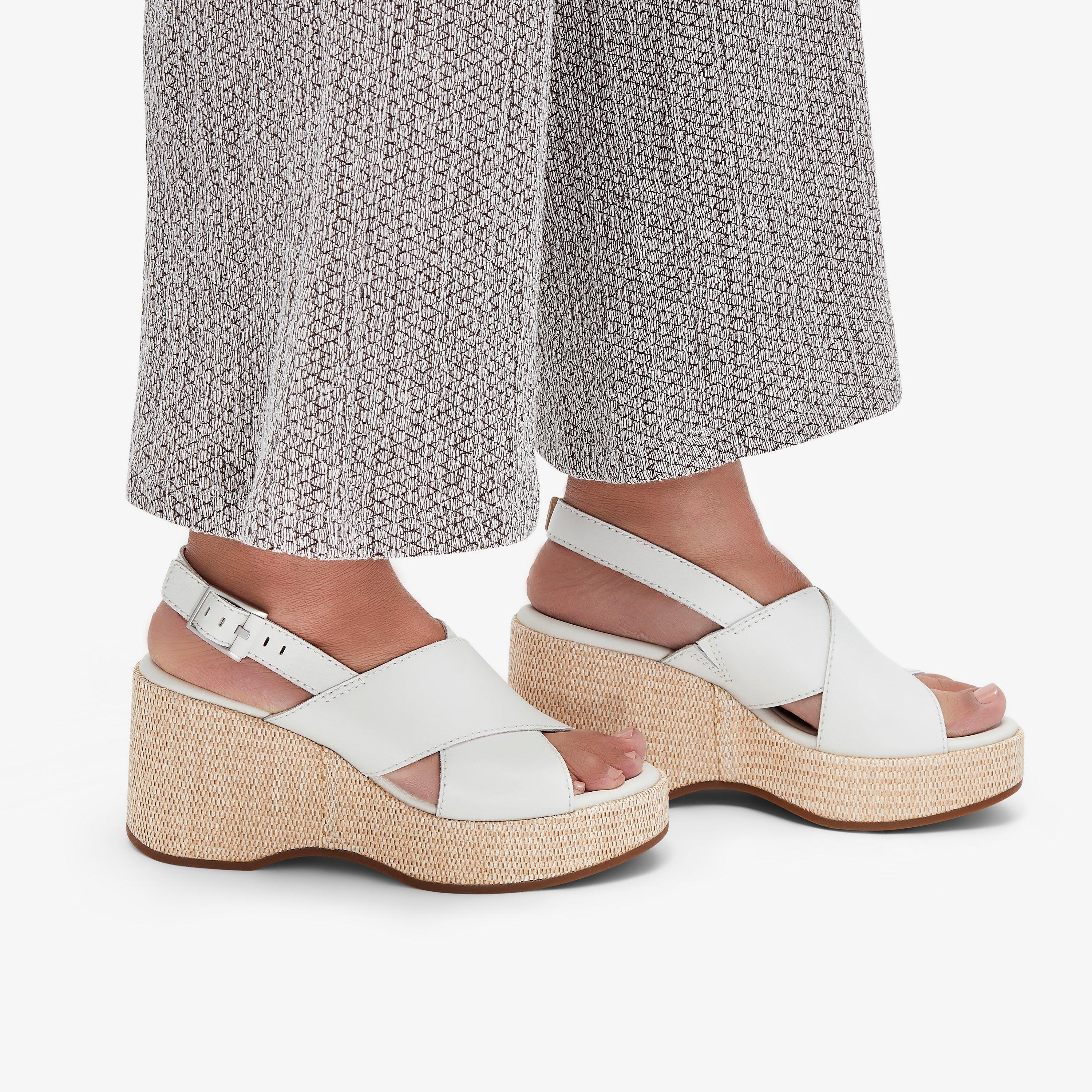 Womens Manon Wish Off White Leather Sandals Wedges | Clarks Outlet
