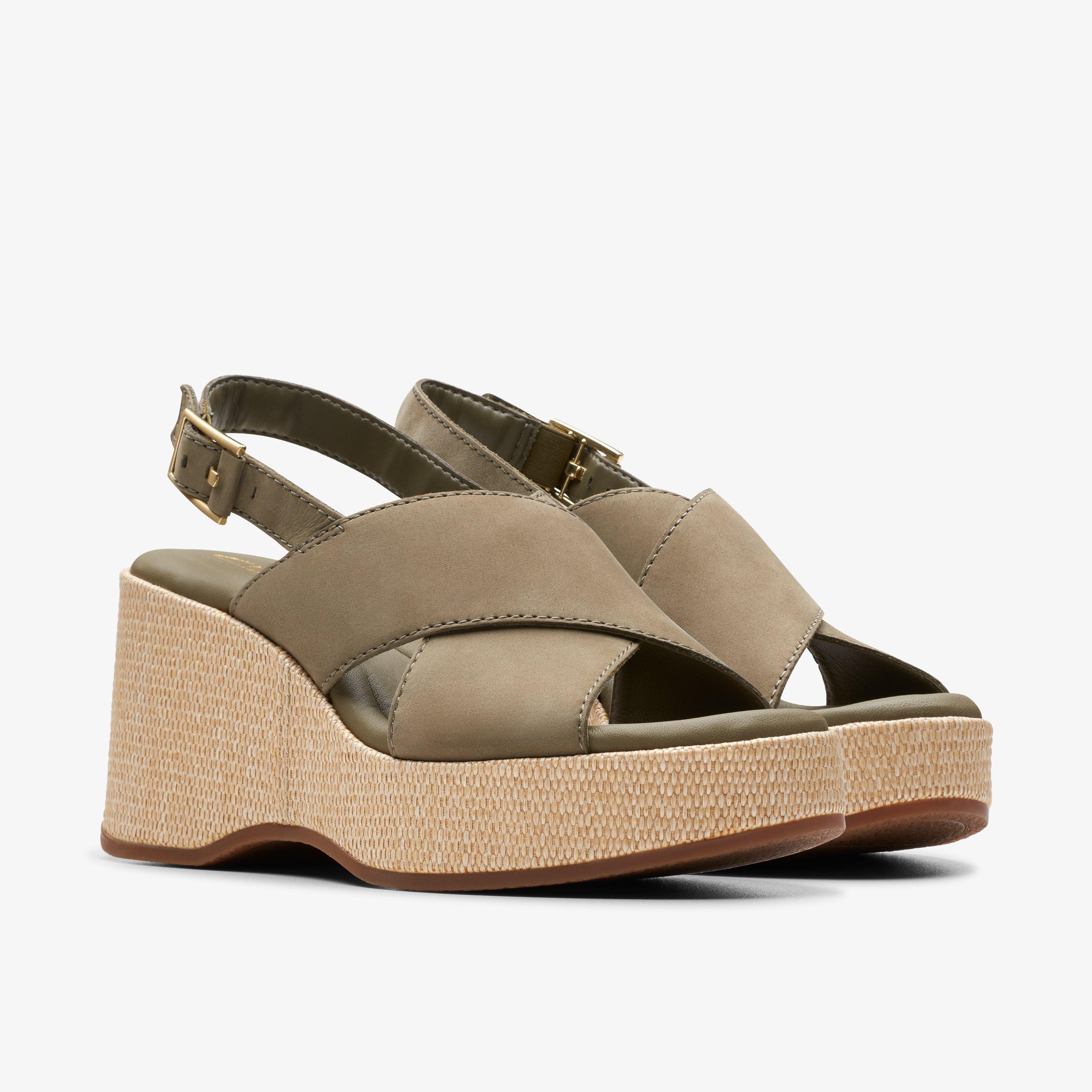 Womens Manon Wish Olive Nubuck Wedges | Clarks