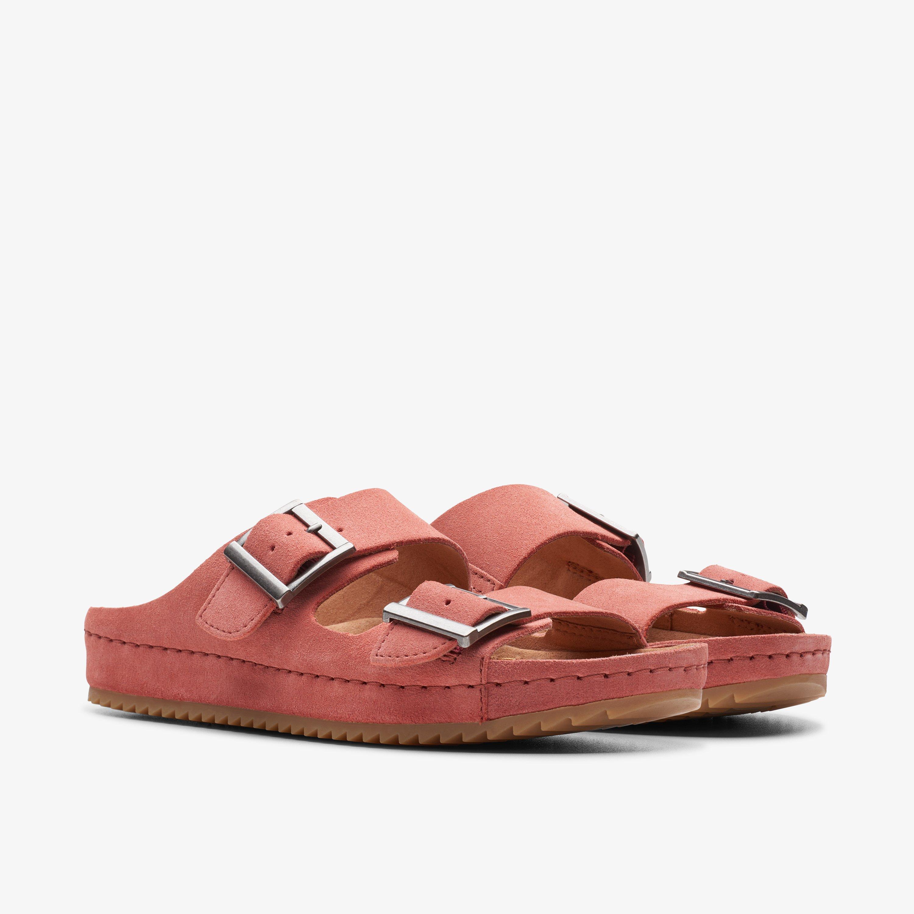 Womens Brookleigh Sun Dusty Rose Suede Flat Sandals | Clarks