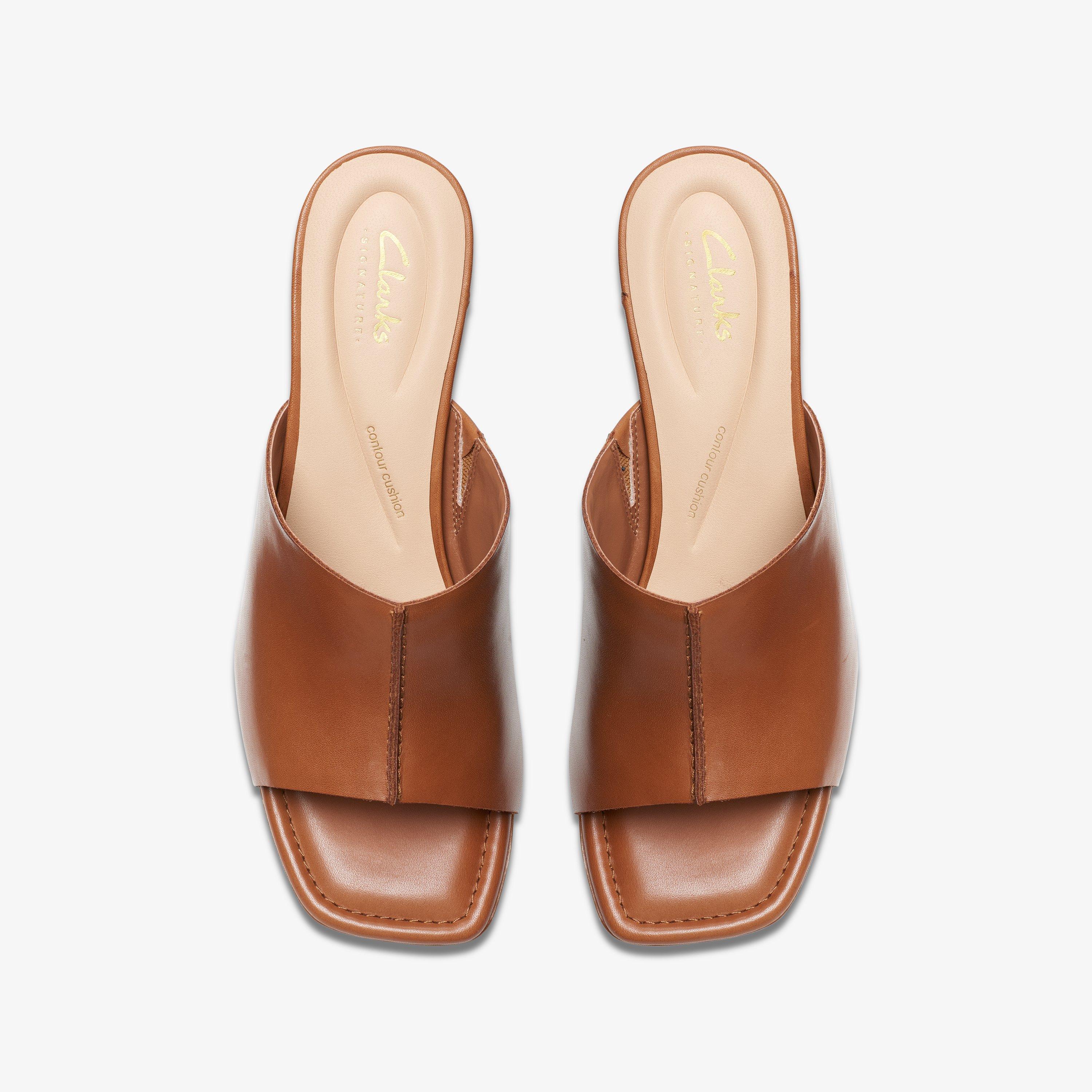 Womens Siara 65 Band Tan Leather Sandals Slip Ons Heeled Sandals ...