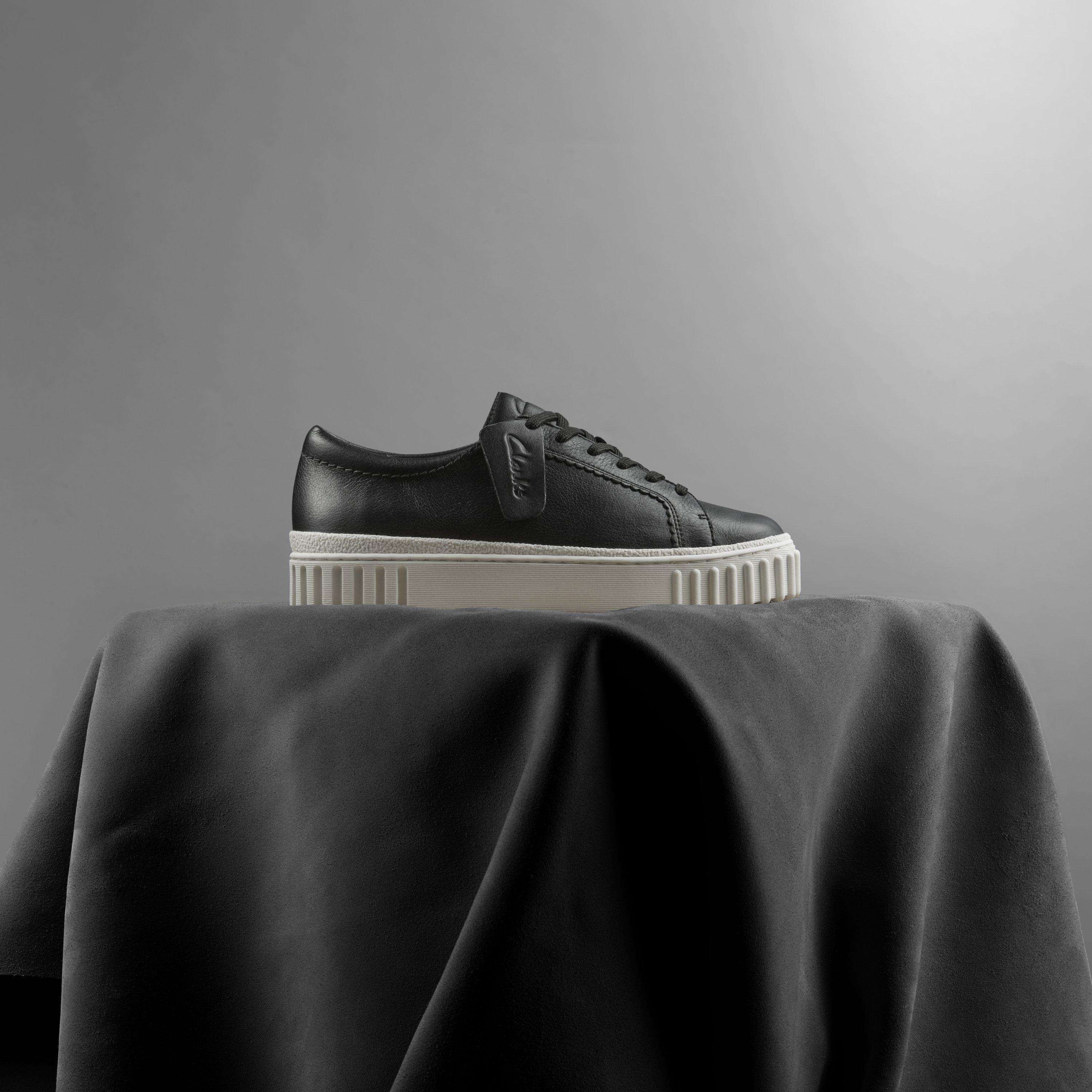 Women's Mayhill Walk Black Leather Sneakers | Clarks