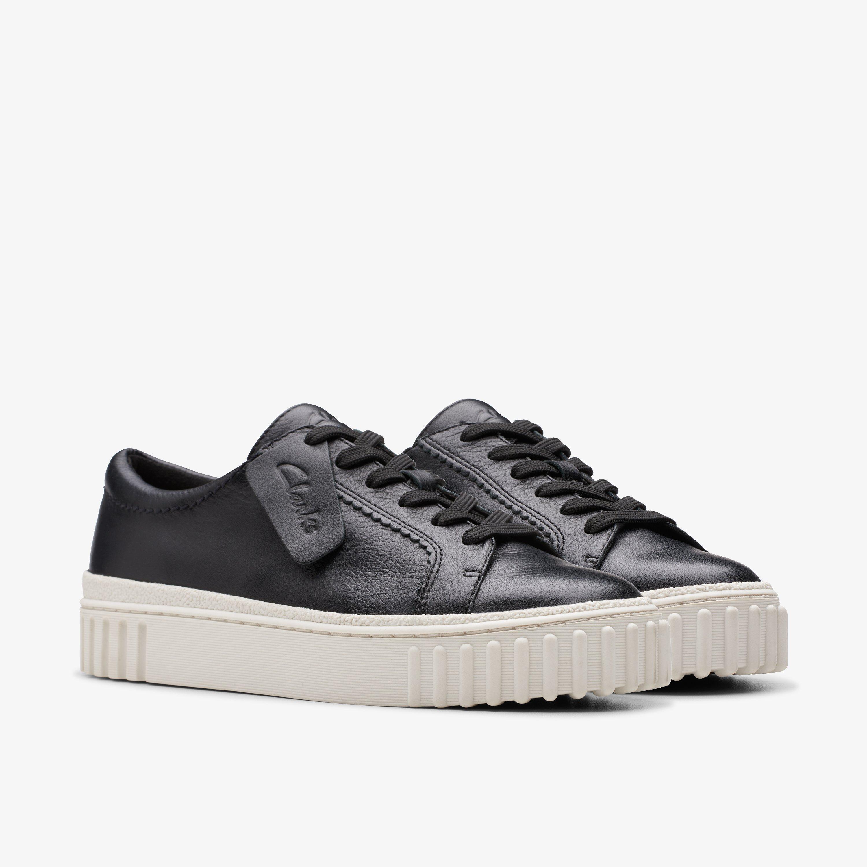 Women's Mayhill Walk Black Leather Sneakers | Clarks