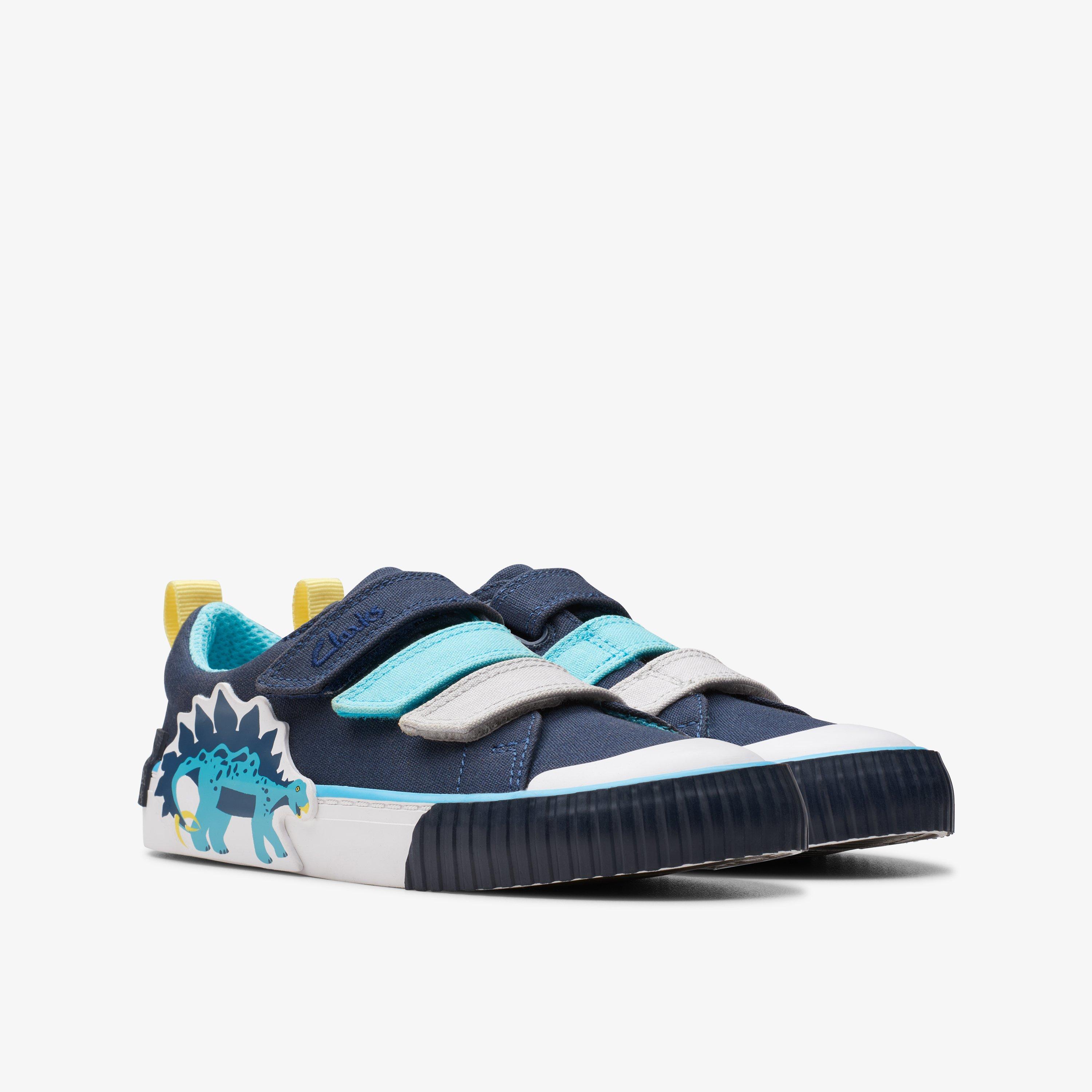 Boys Foxing Tail Kid Navy Combination Shoes Canvas Riptape | Clarks Outlet