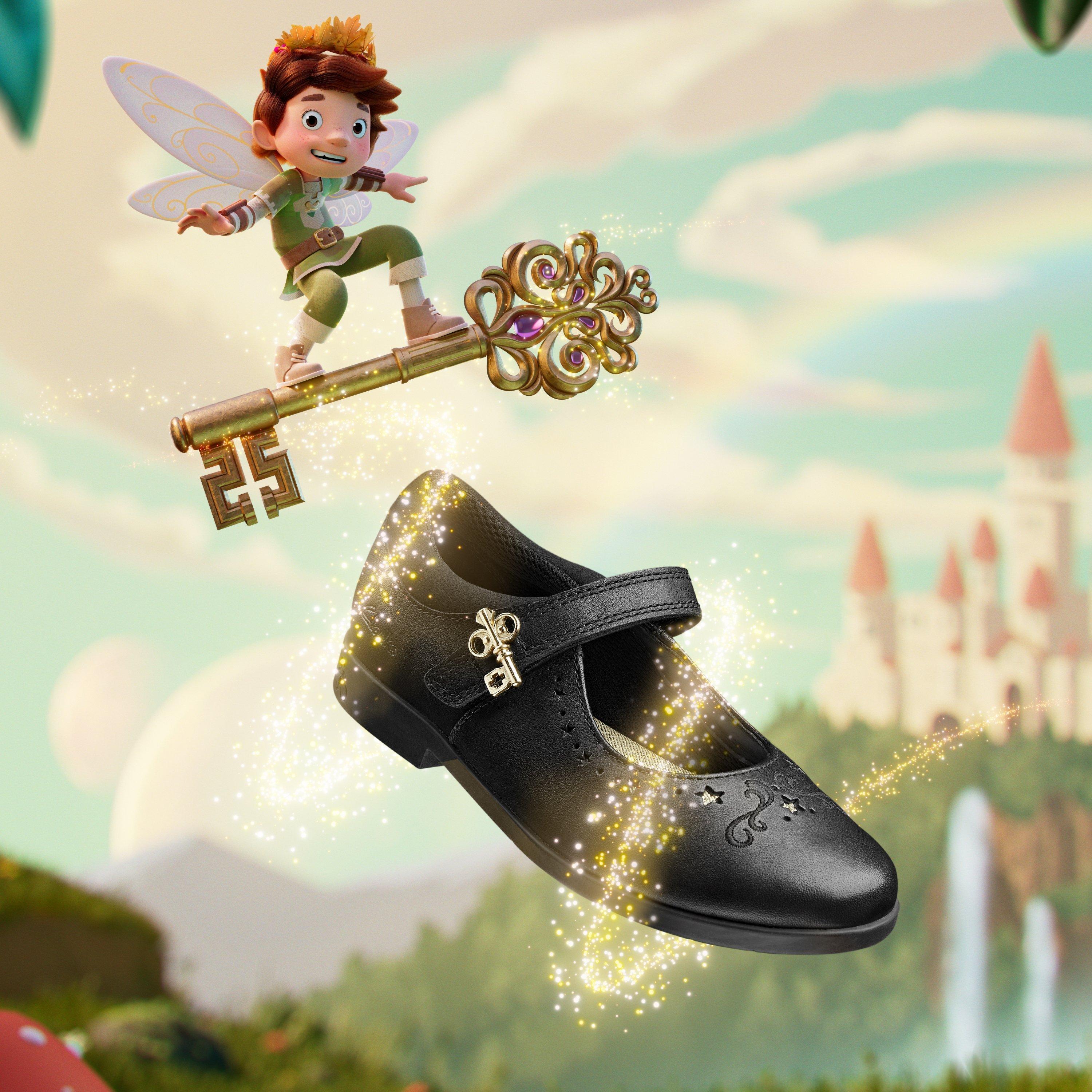 Girls Lock Magic Kid Black Leather Mary Jane, Riptape, School Shoes ...