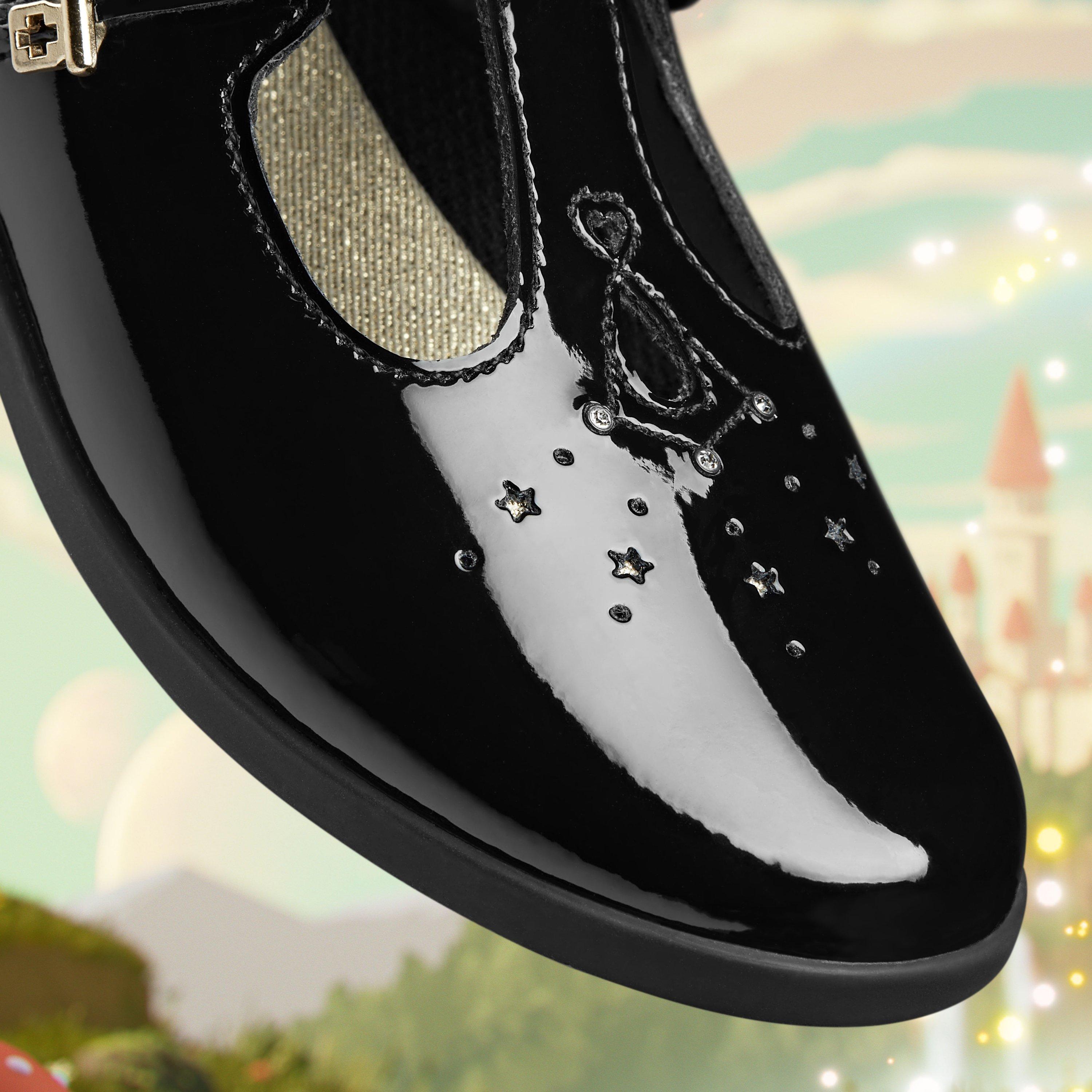 Girls Lock Shine Kid Black Patent T Bar Shoes, School Shoes Shoes ...