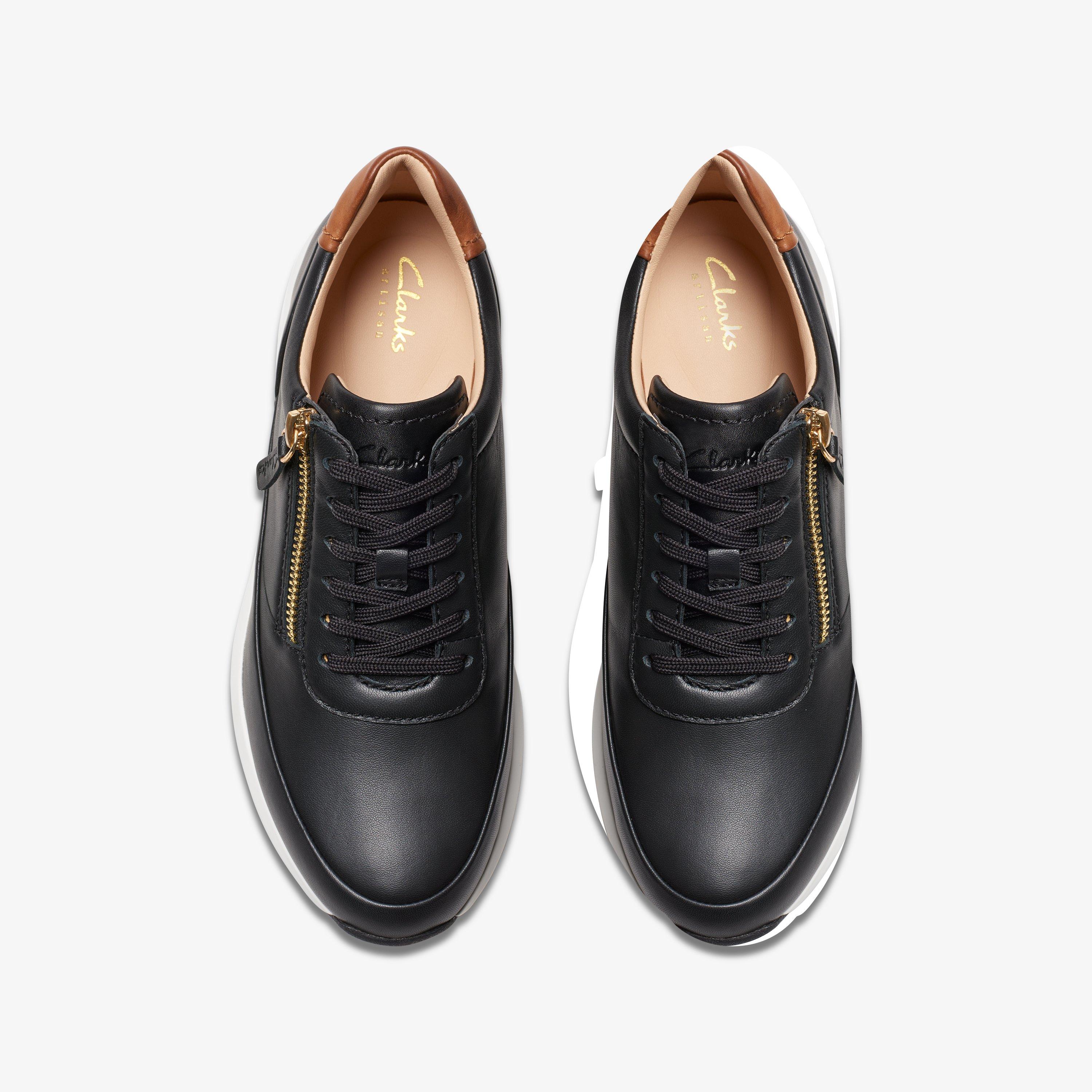 Women's Tivoli Zip Black Leather Sneakers | Clarks