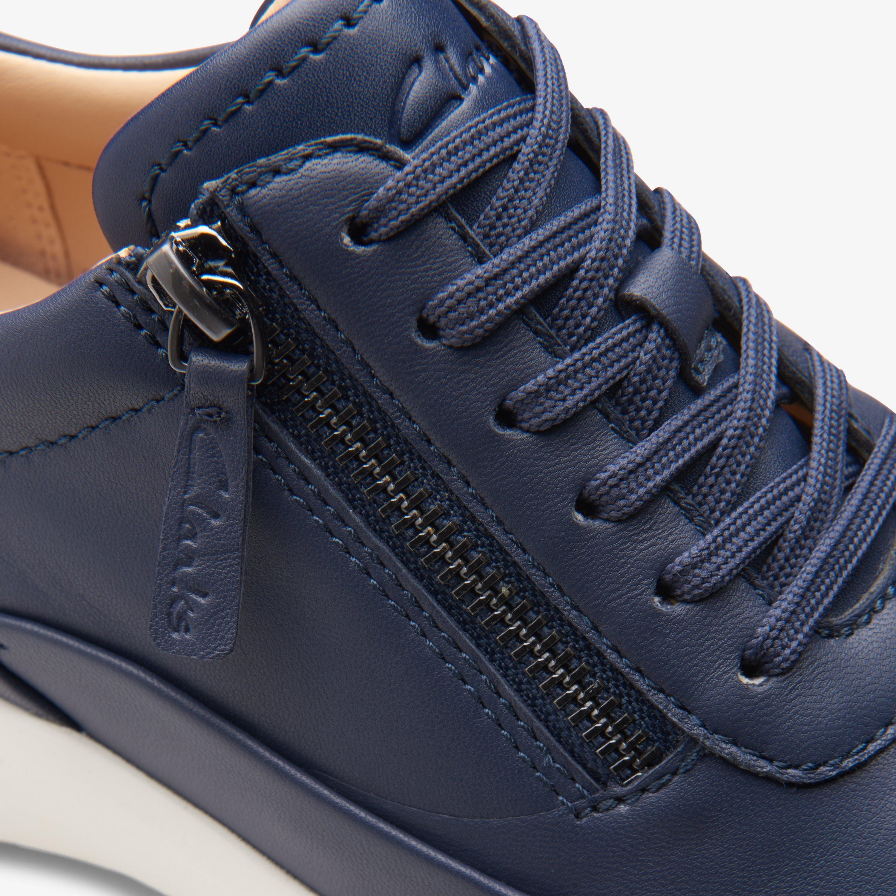 Womens Tivoli Zip Navy Leather Trainers Trainers | Clarks UK
