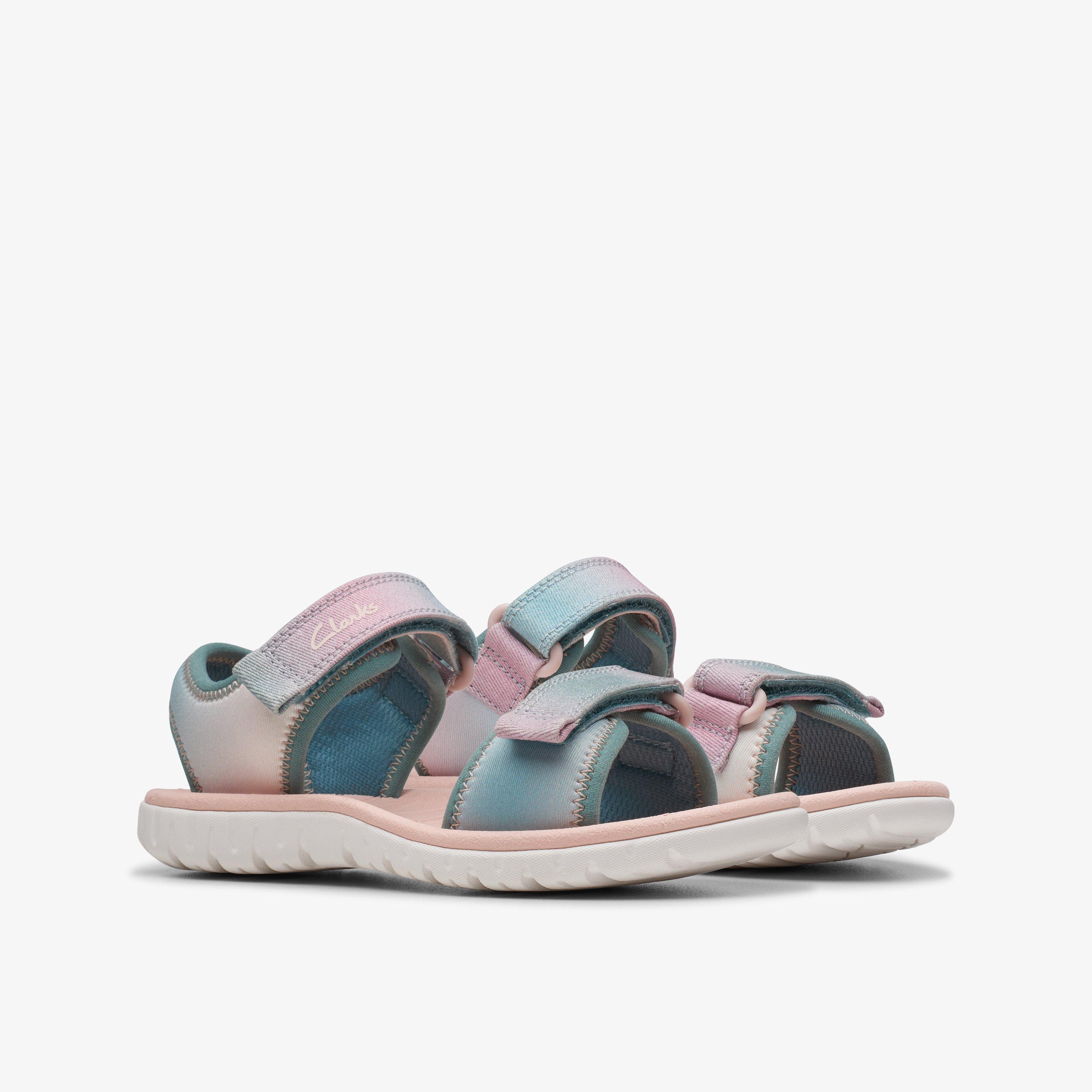 Girls Surfing Tide Kid Pastel Flat Sandals, Riptape Sandals | Clarks UK