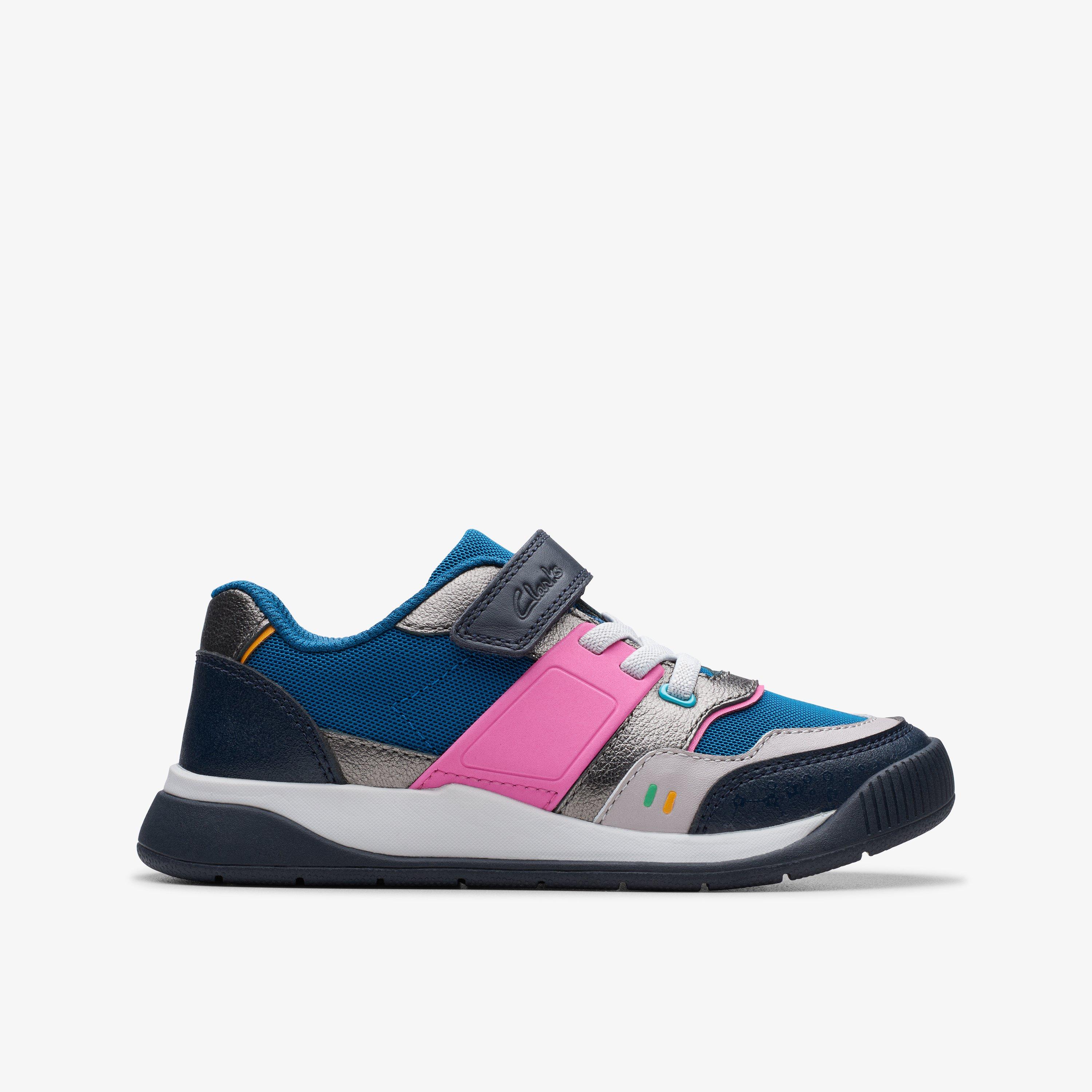 Boys Lune Flex Kid Silver Combination Trainers Riptape | Clarks Outlet