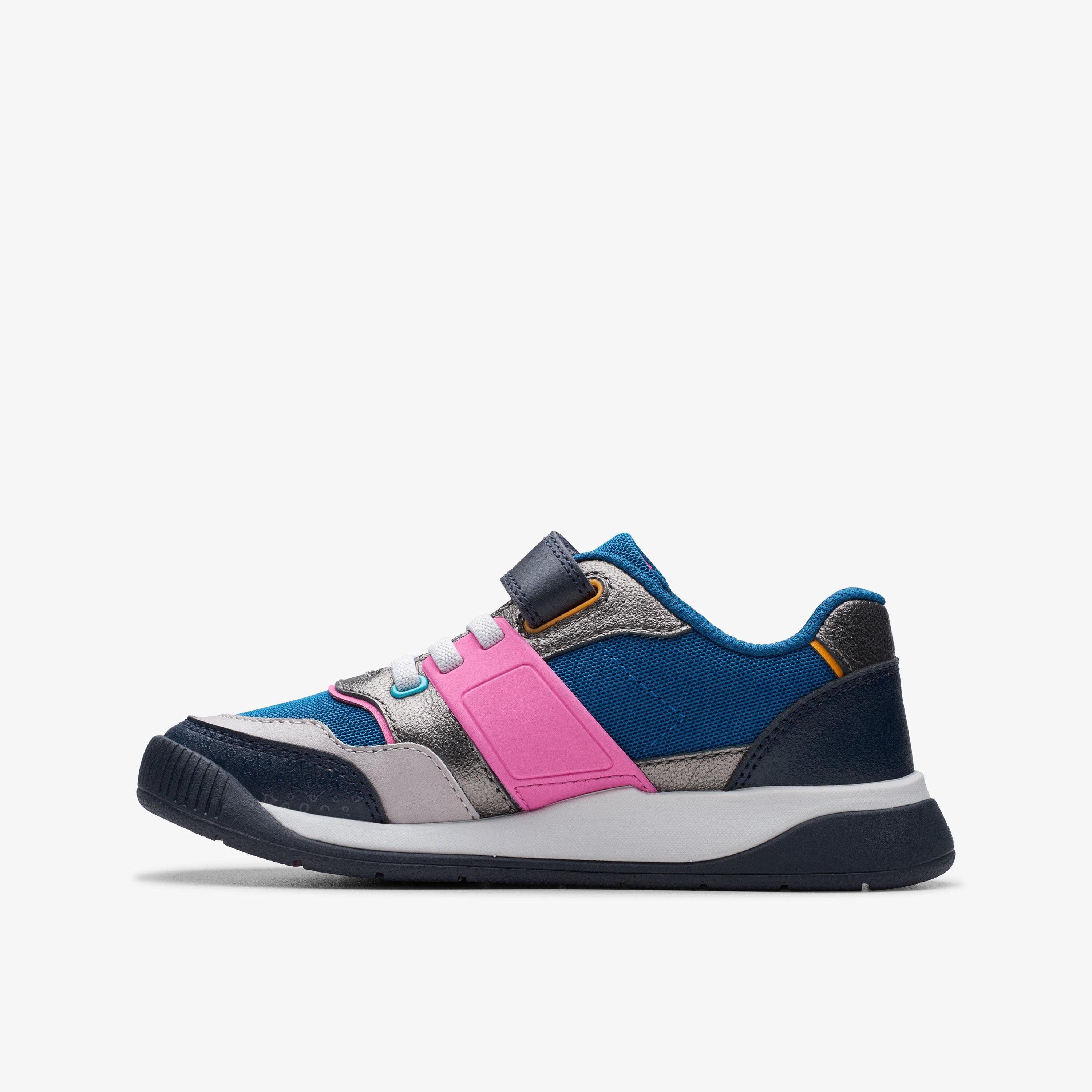 Boys Lune Flex Kid Silver Combination Trainers Riptape | Clarks Outlet