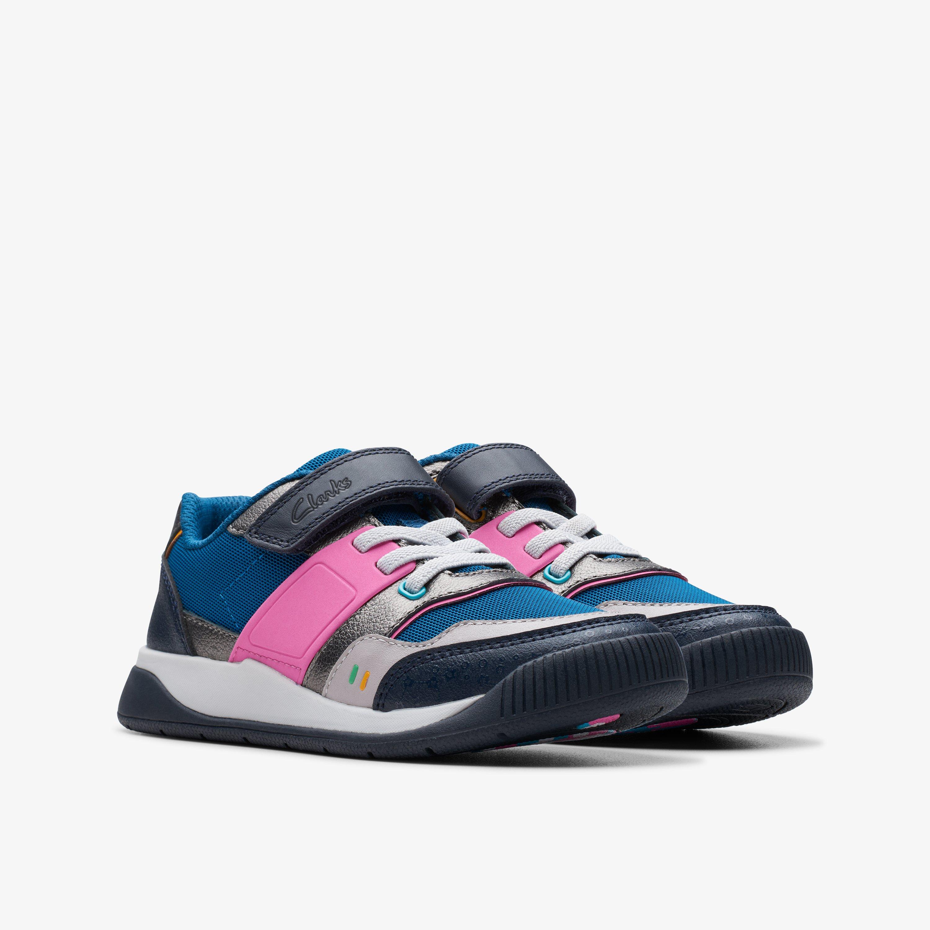 Boys Lune Flex Kid Silver Combination Trainers Riptape | Clarks Outlet