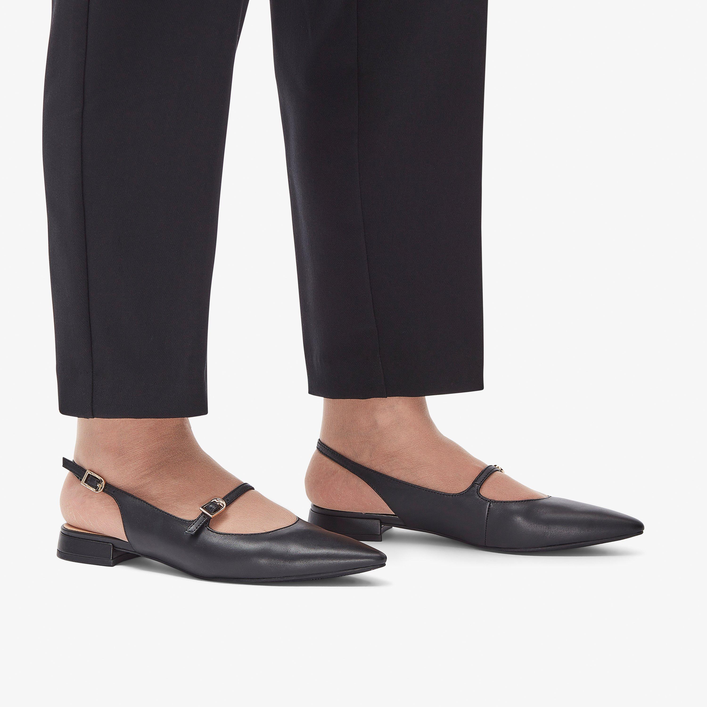 Womens Sensa15 Shine Black Leather Ballerina Shoes | Clarks