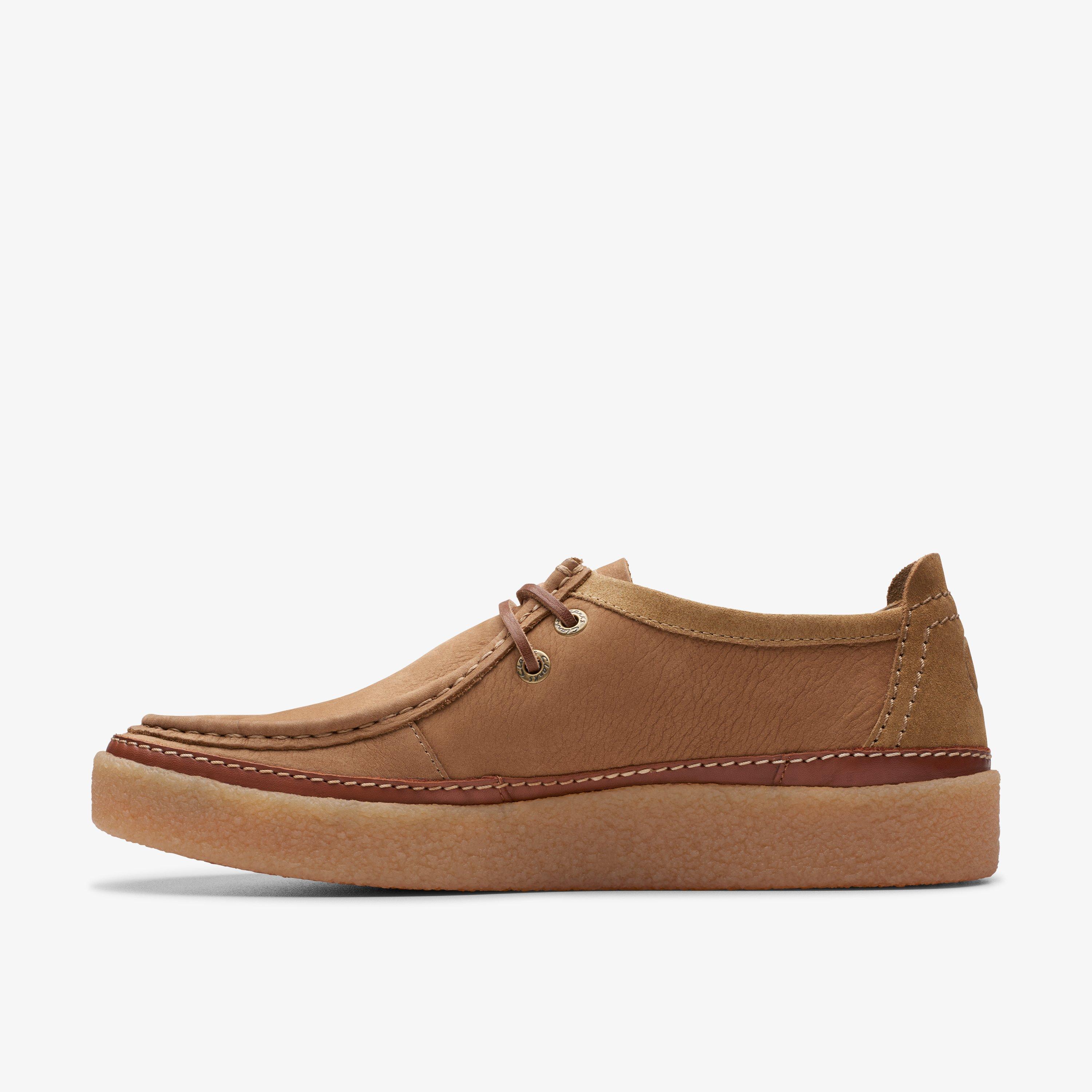 Mens Clarkwood Moc Dark Sand Moccasins Lace Up Shoes | Clarks