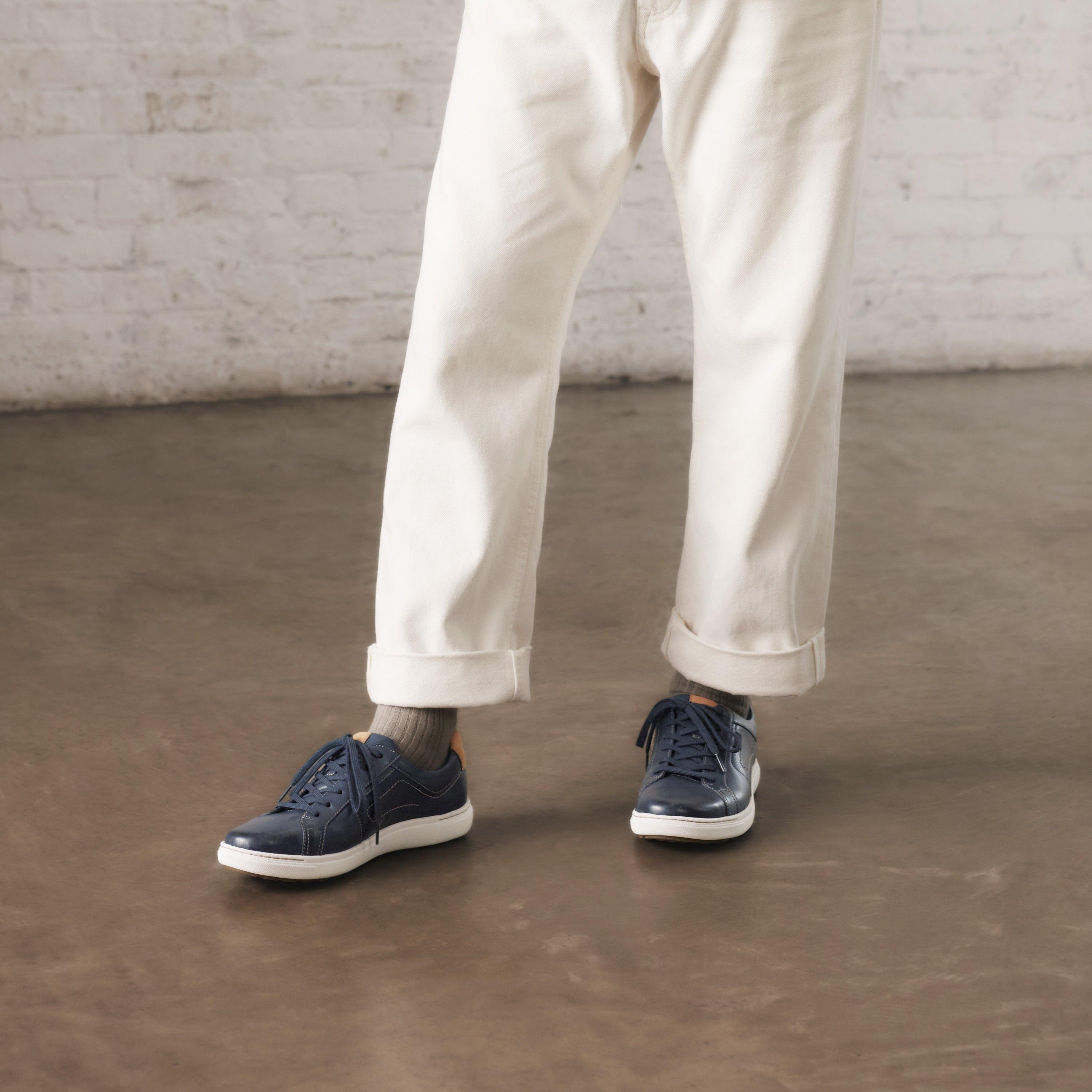 Mens Mapstone Lace Navy Leather Trainers Lace Up | Clarks UK