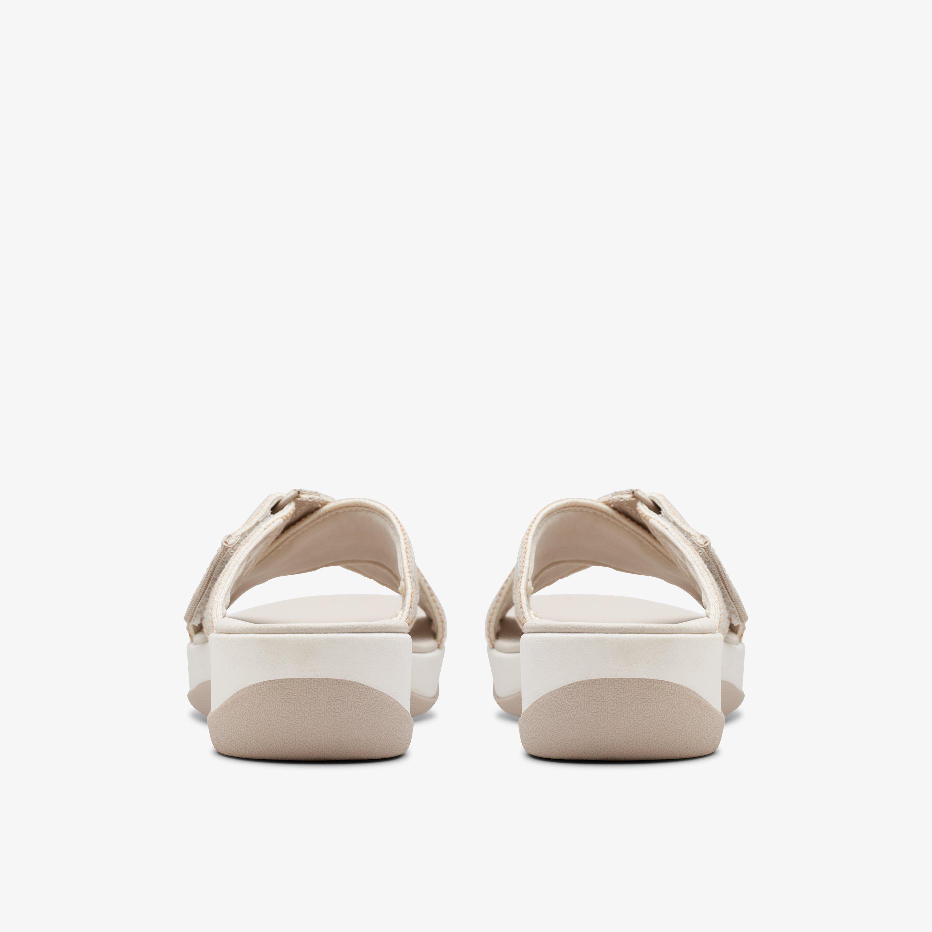 Womens Arla Wave Beige Combination Sliders Flat Sandals | Clarks