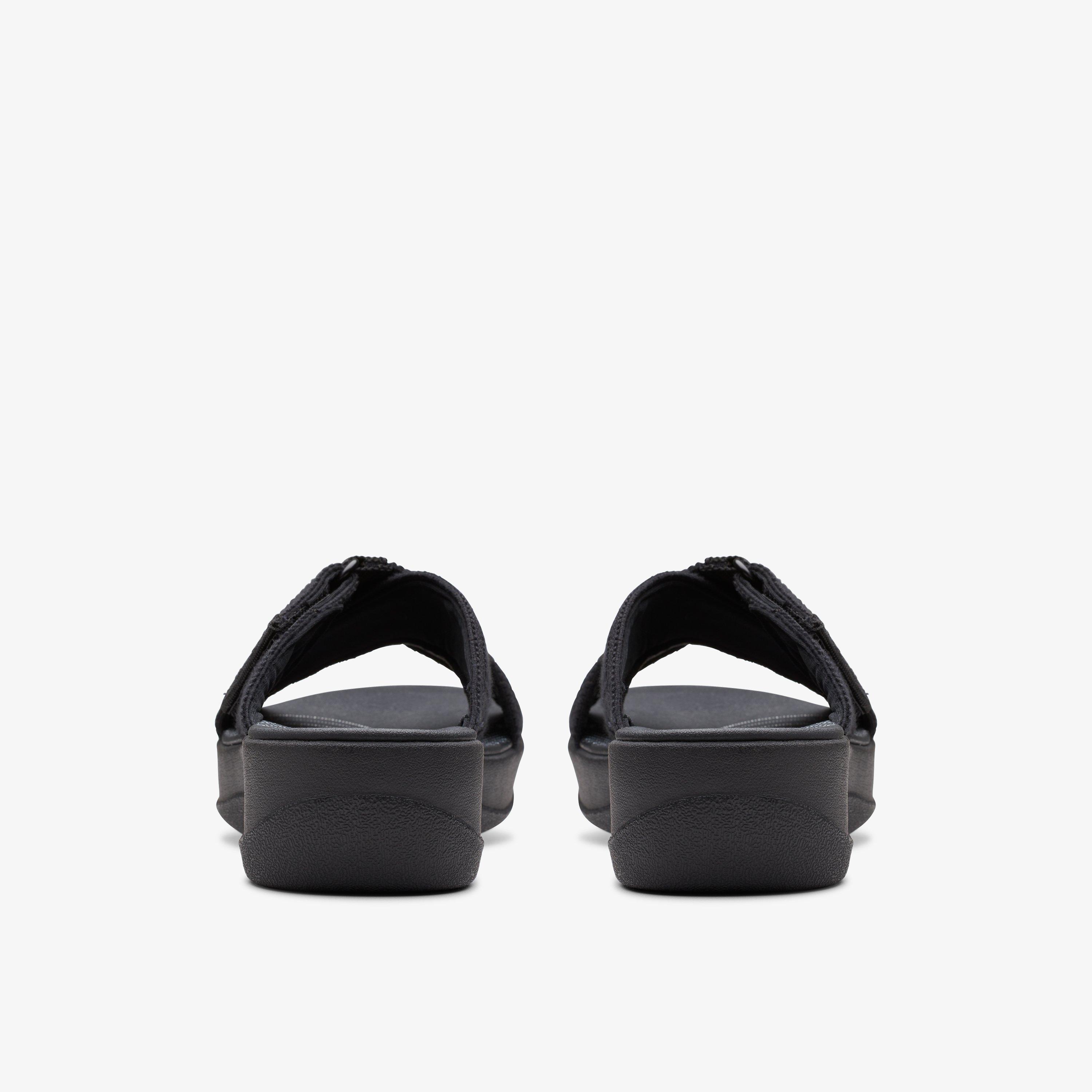 Womens Arla Wave Black Sliders Flat Sandals | Clarks