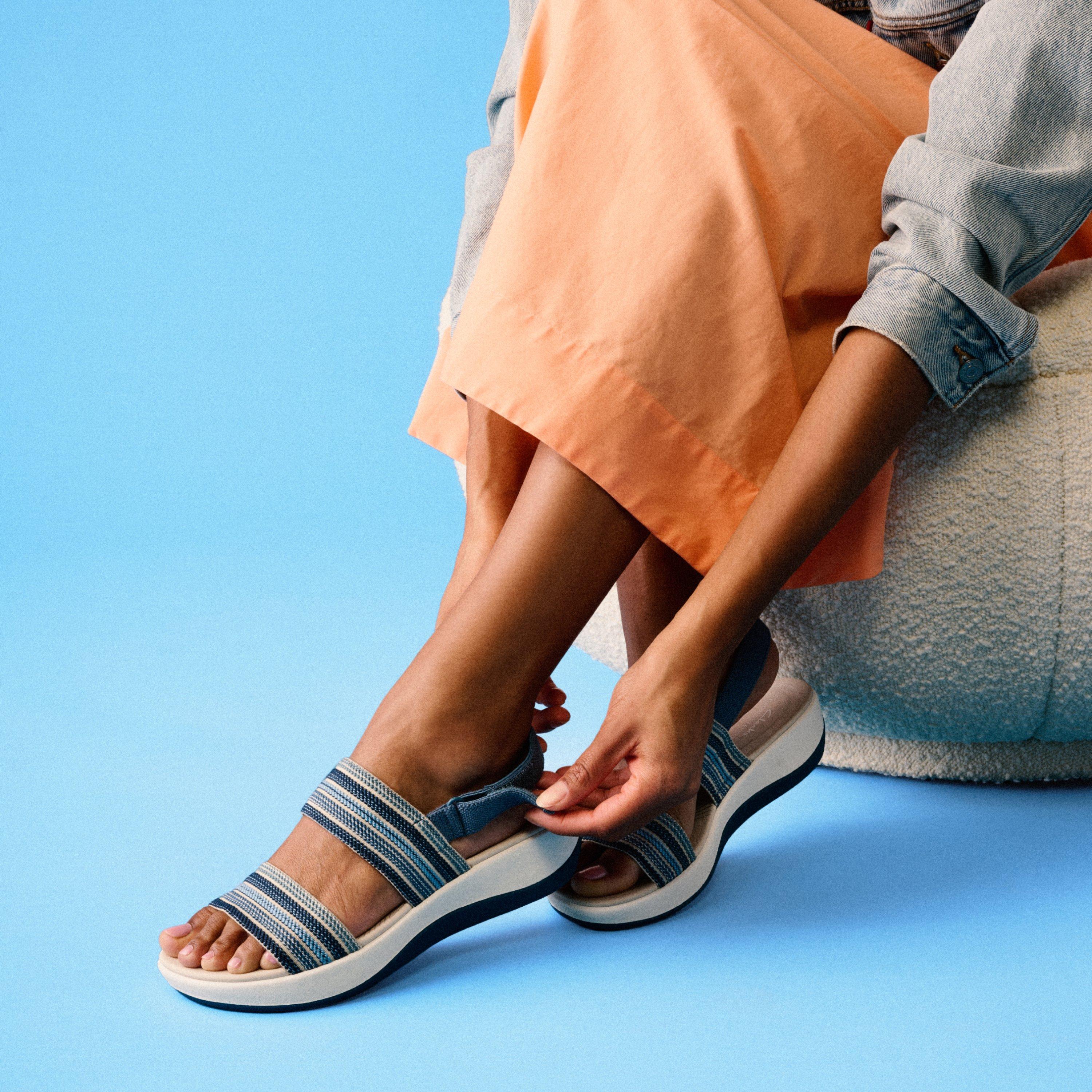 Womens Arla Stroll Blue Combination Sandals Flatforms | Clarks Outlet