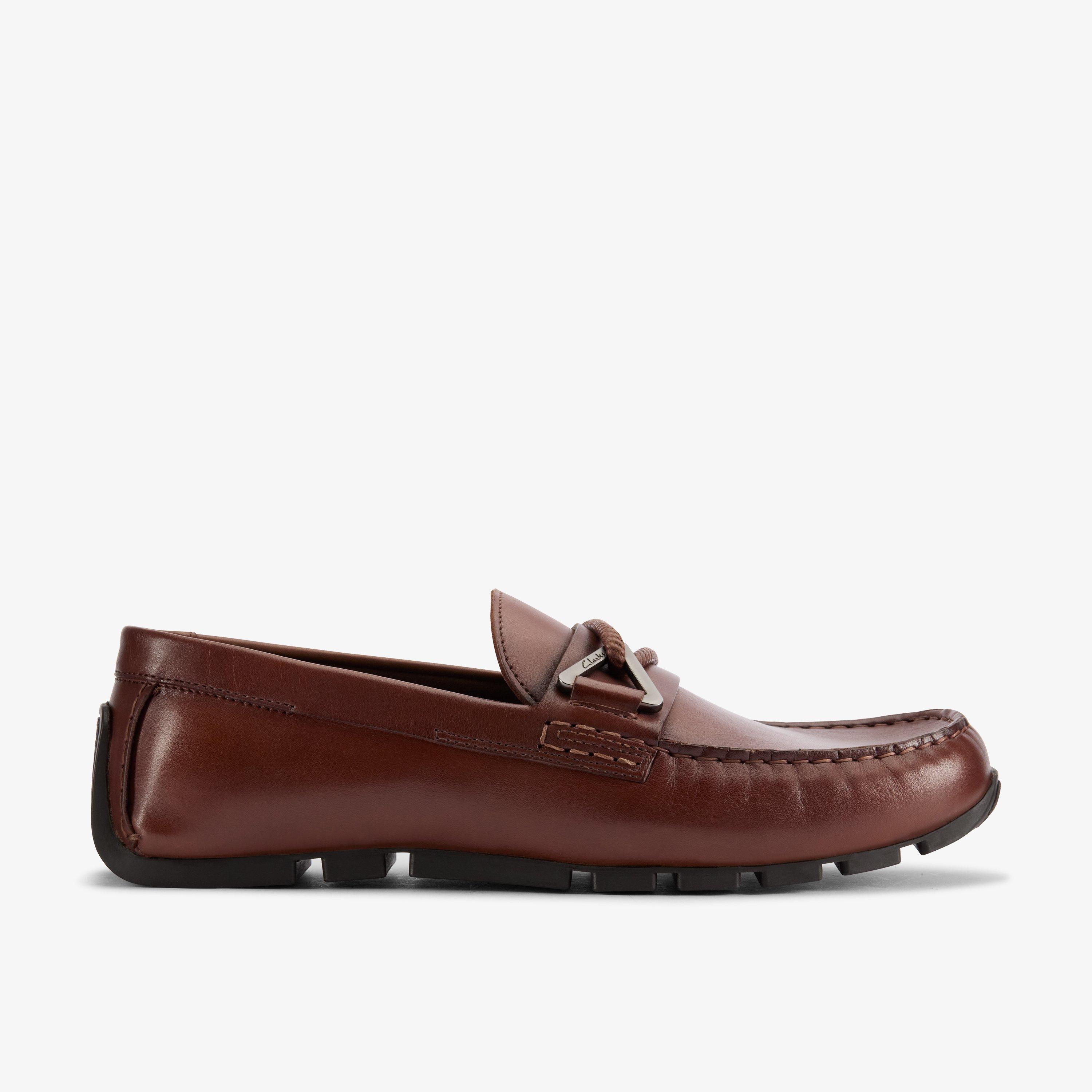 Mens Oswick Trim British Tan Leather Slip On Shoes | Clarks