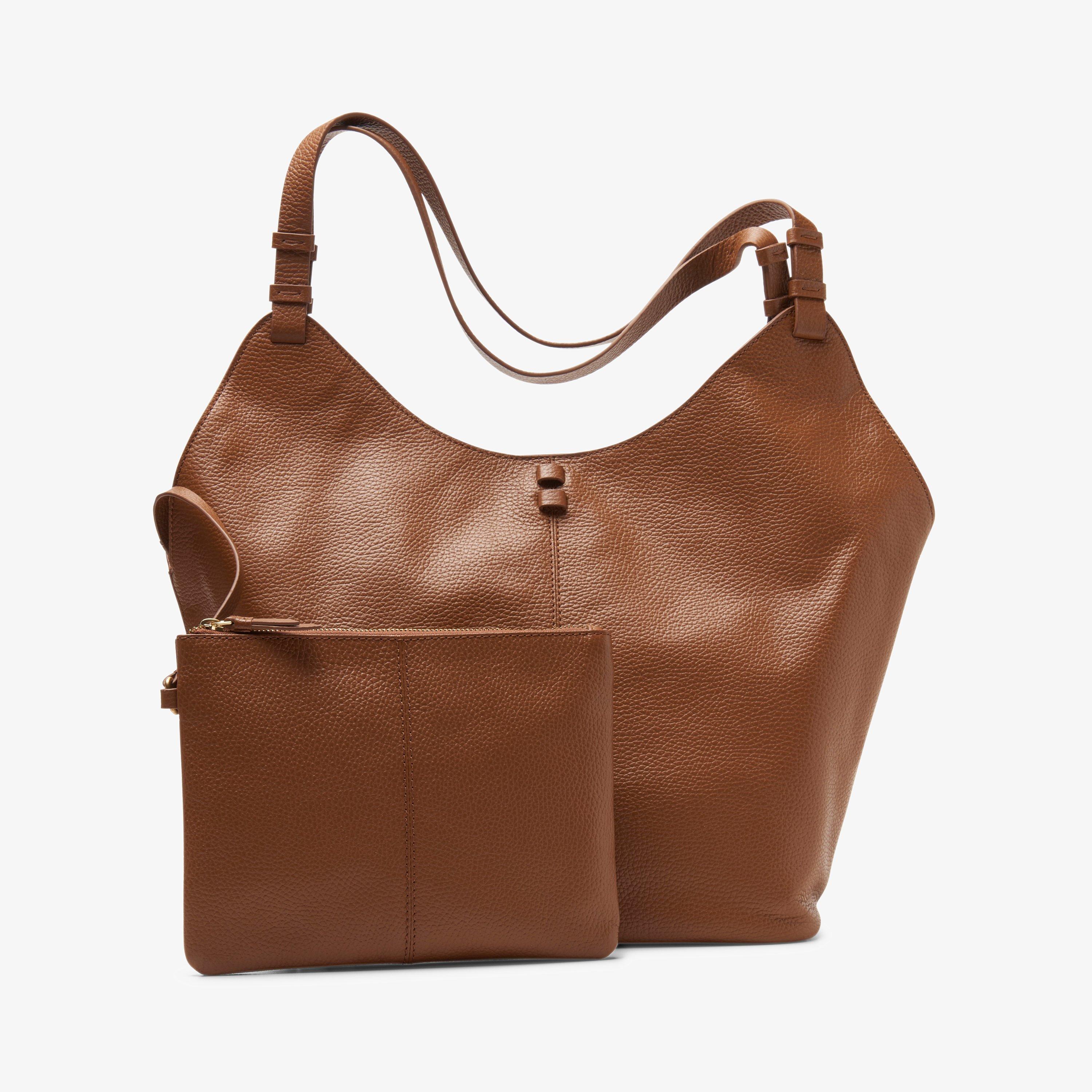 Womens Casual Tote Tan Leather Shoulder Bag | Clarks