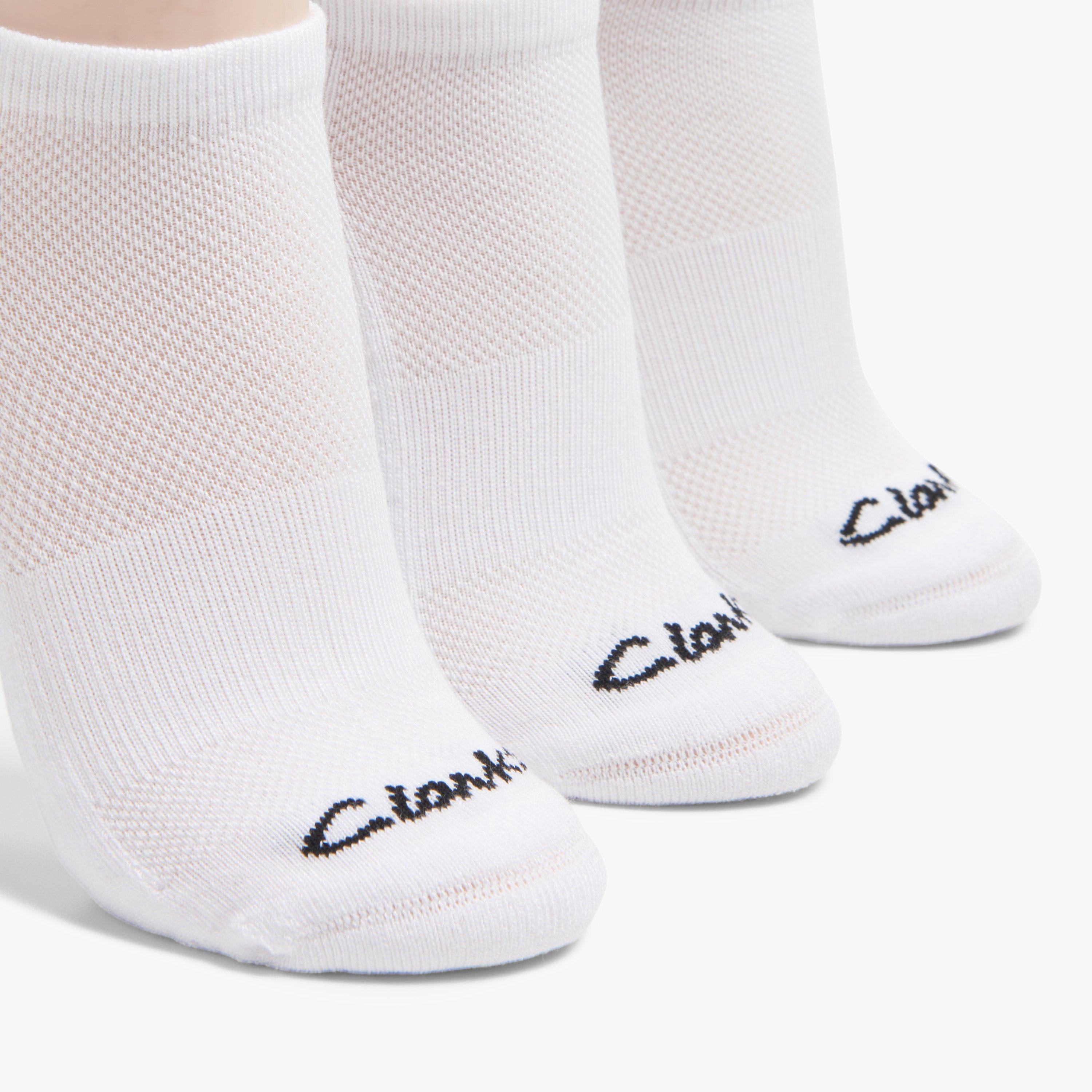 Womens 3 Pack Solid Athletic White Socks | Clarks US
