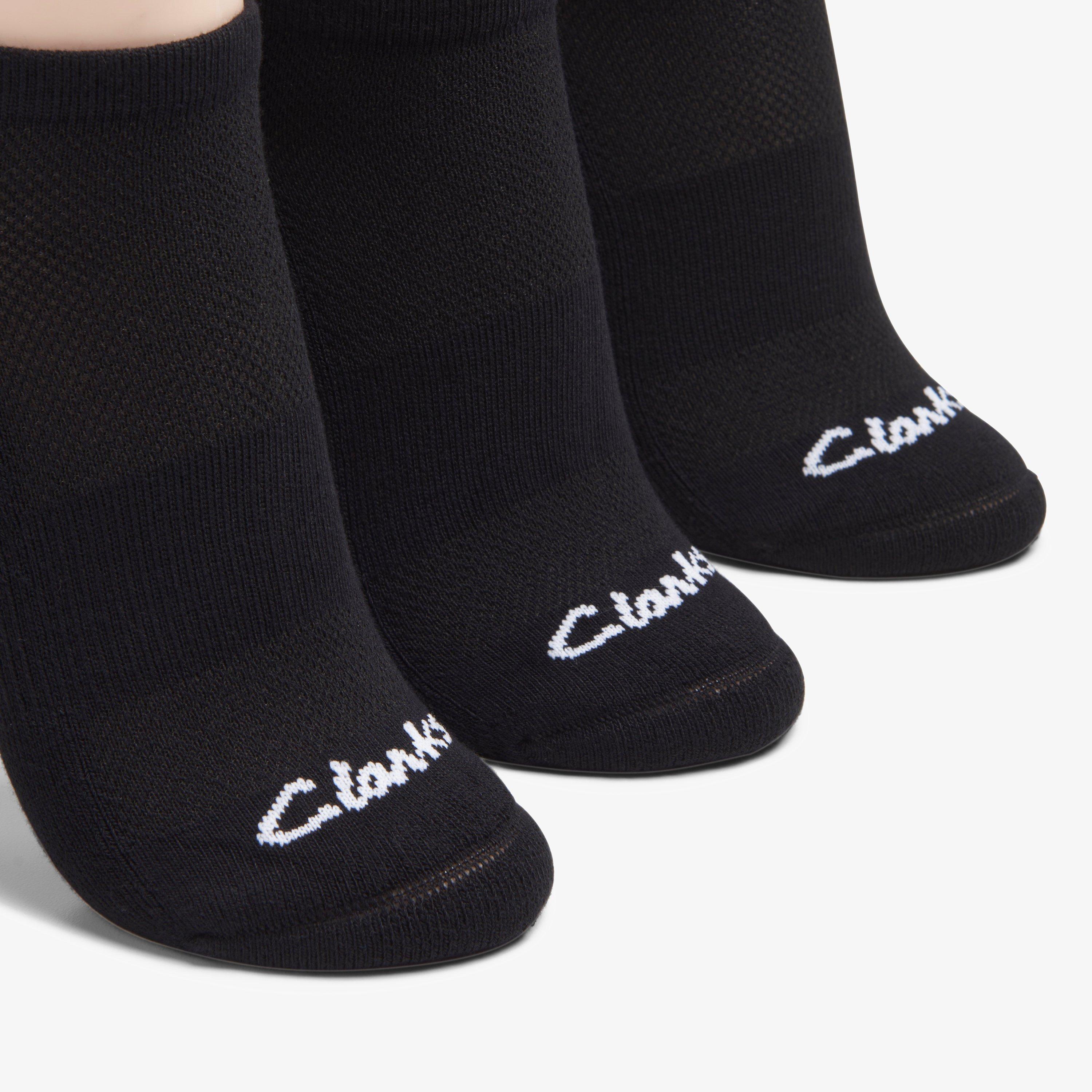 Womens 3 Pack Solid Athletic Black Socks | Clarks US